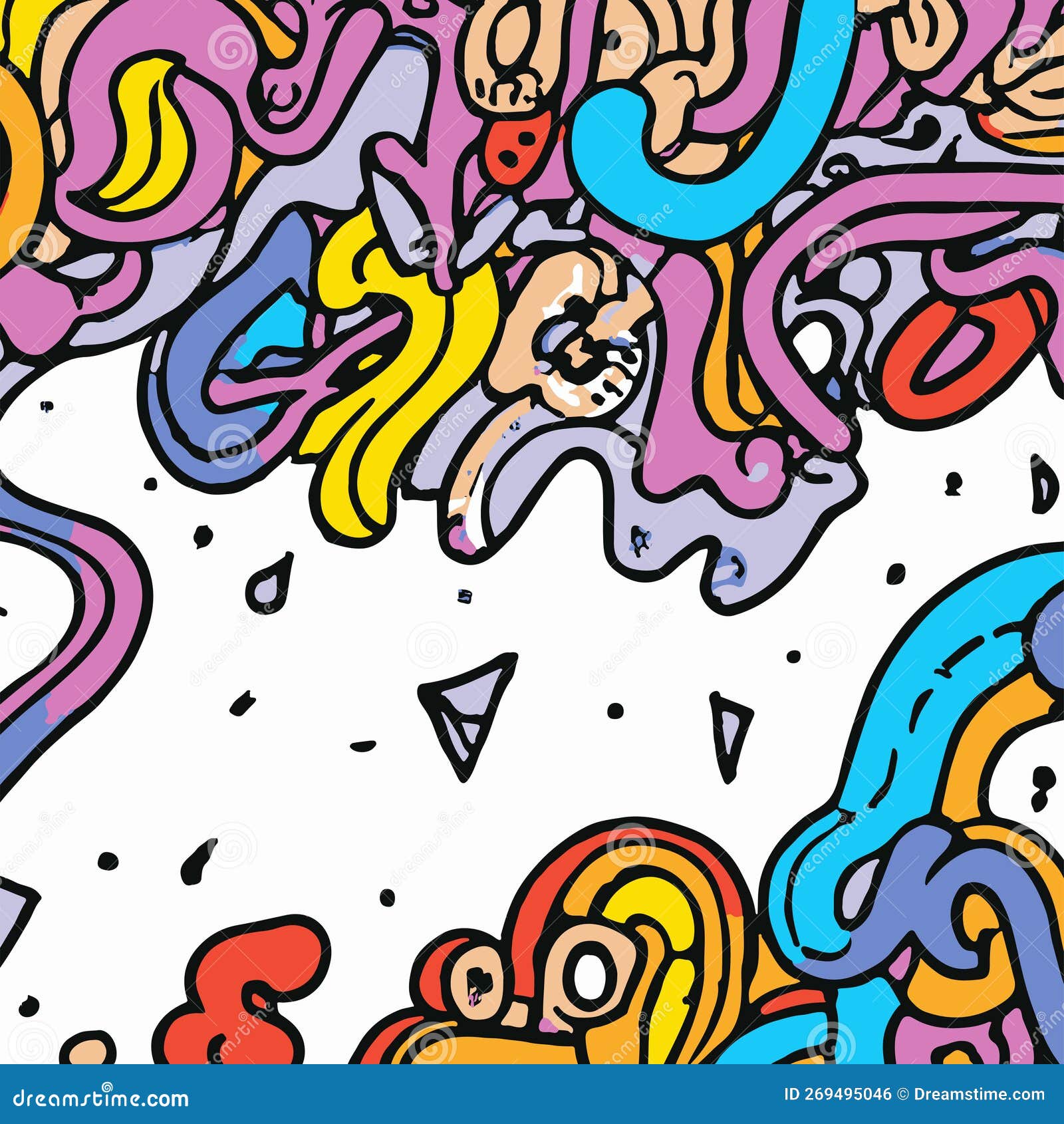 Colourful Waves Doodles Vector Background Stock Vector - Illustration ...