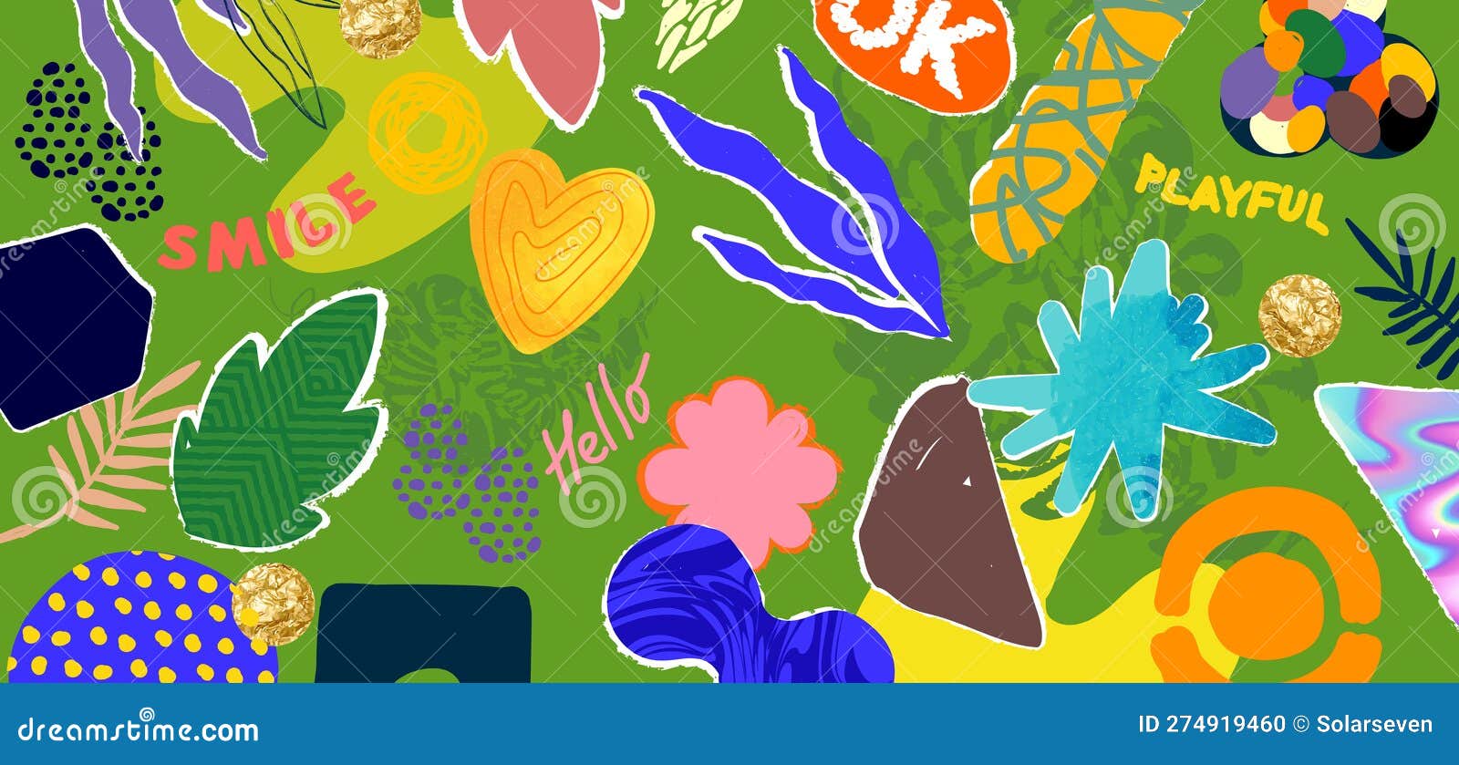 Colourful Words and Textured Shapes Collage Layout Stock Vector ...