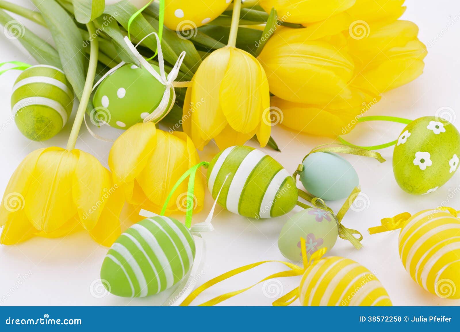 Colourful Yellow and Green Spring Easter Eggs Stock Photo - Image of ...