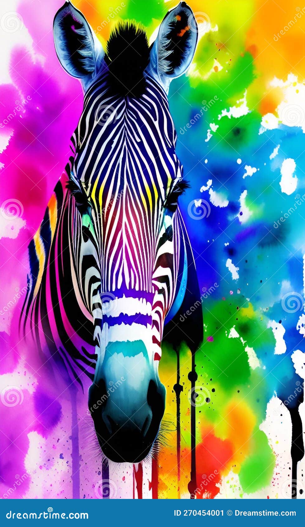 Colourful Zebra art stock illustration. Illustration of purple - 270454001