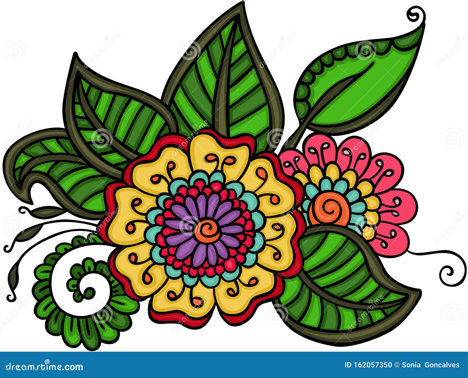 Colourful Zentangle Flower Isolated on White Stock Vector ...