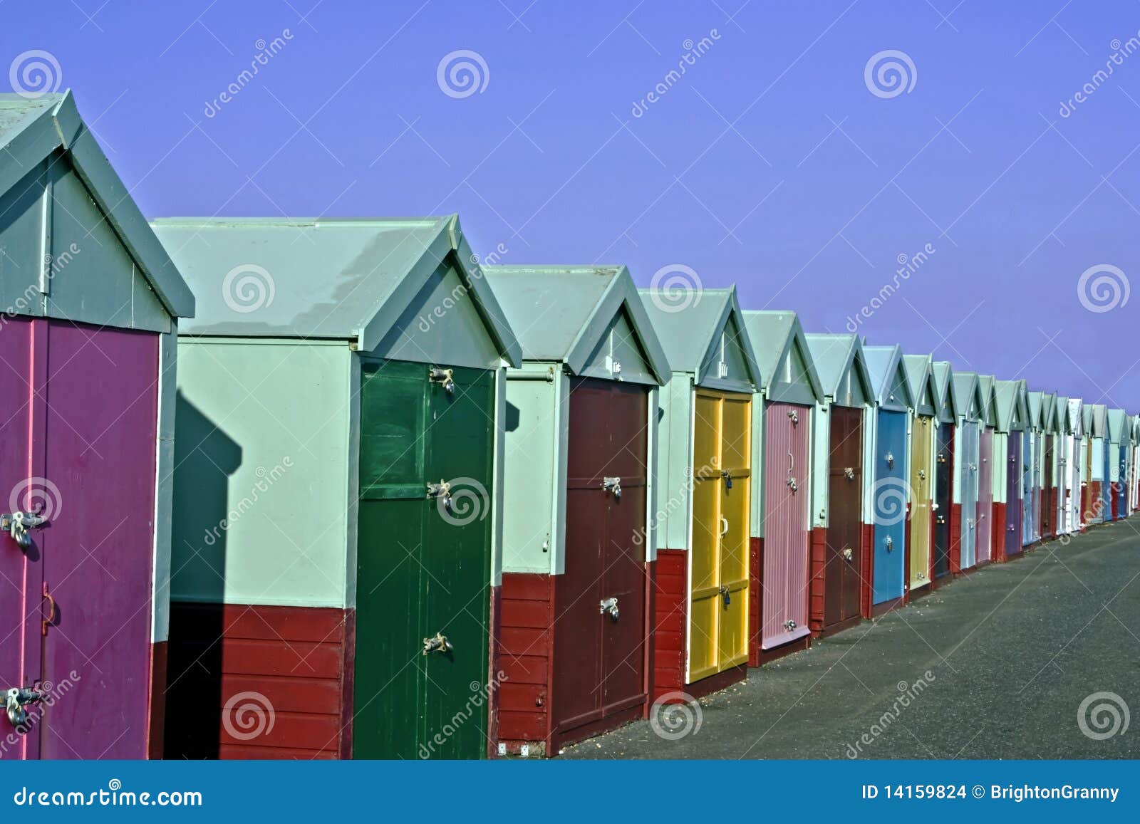 Colored beach huts stock photo. Image of blue, sheds - 14159824