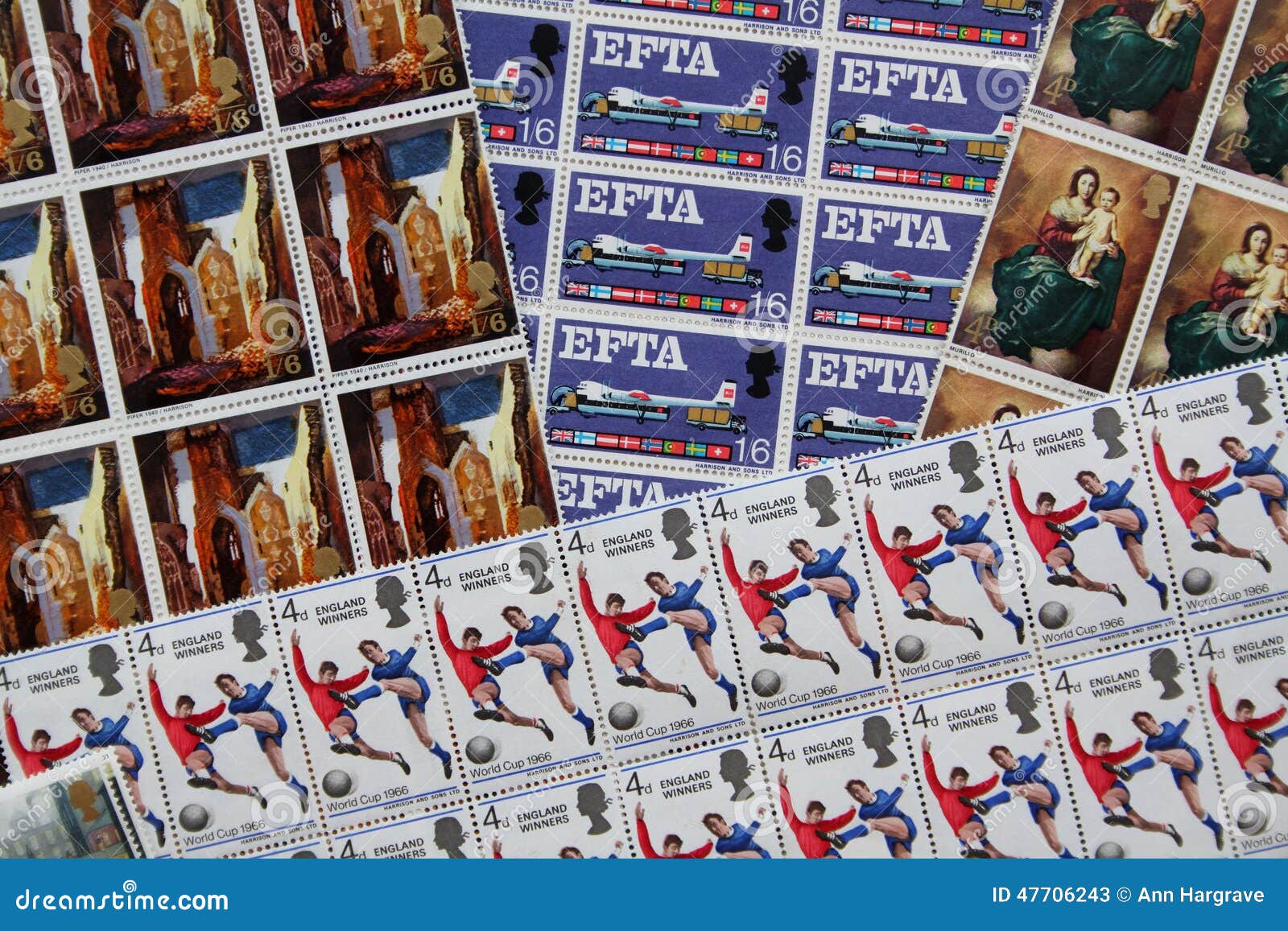 A Colourfull Collection of Mint British Stamp Sheets Editorial Stock ...