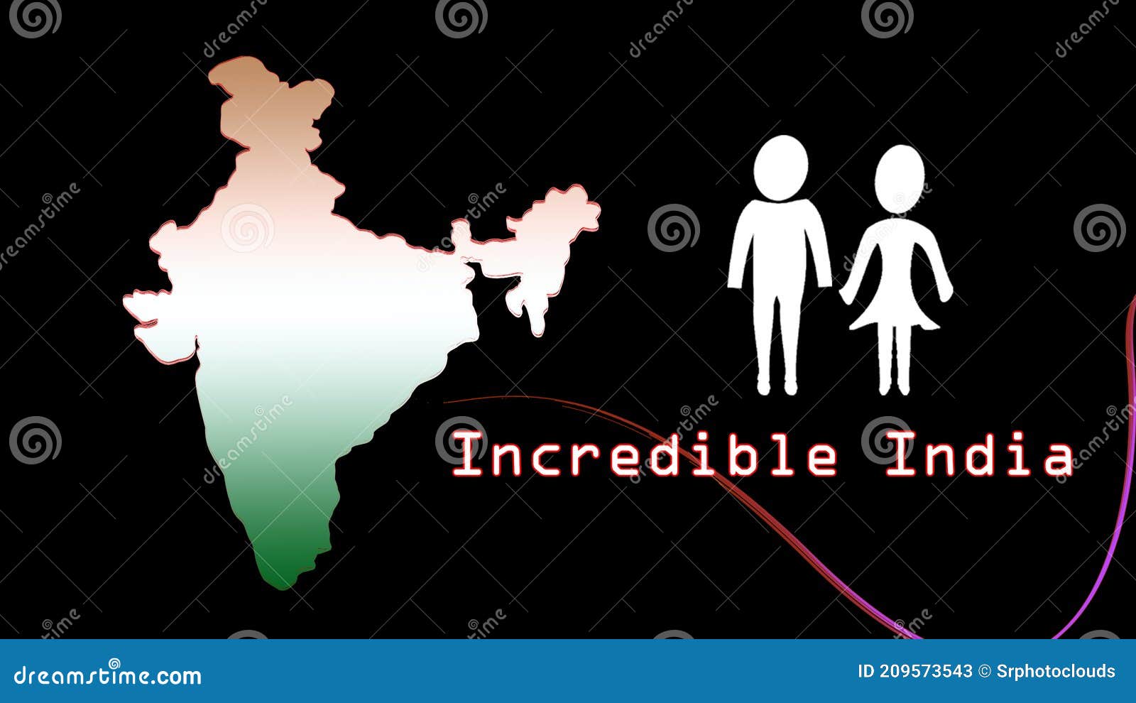 Colourfull Incredible India Map Vector Image Neon Light on Dark ...