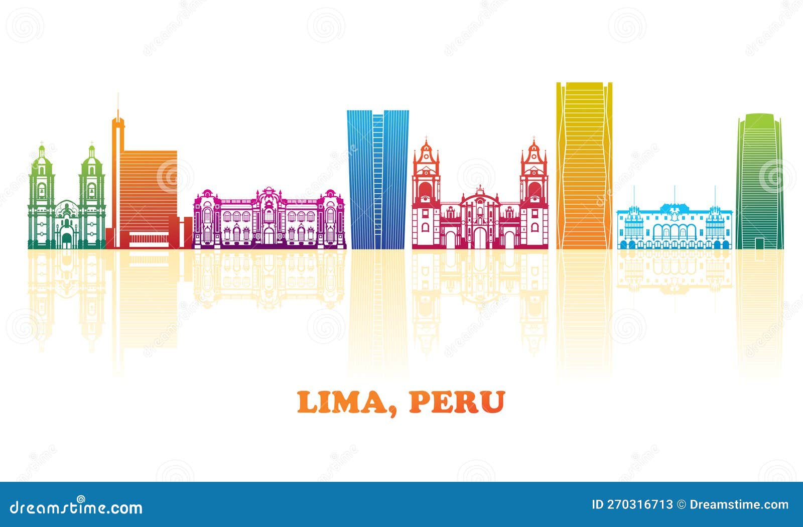 Colourfull Skyline Panorama of City of Lima, Peru Stock Vector ...