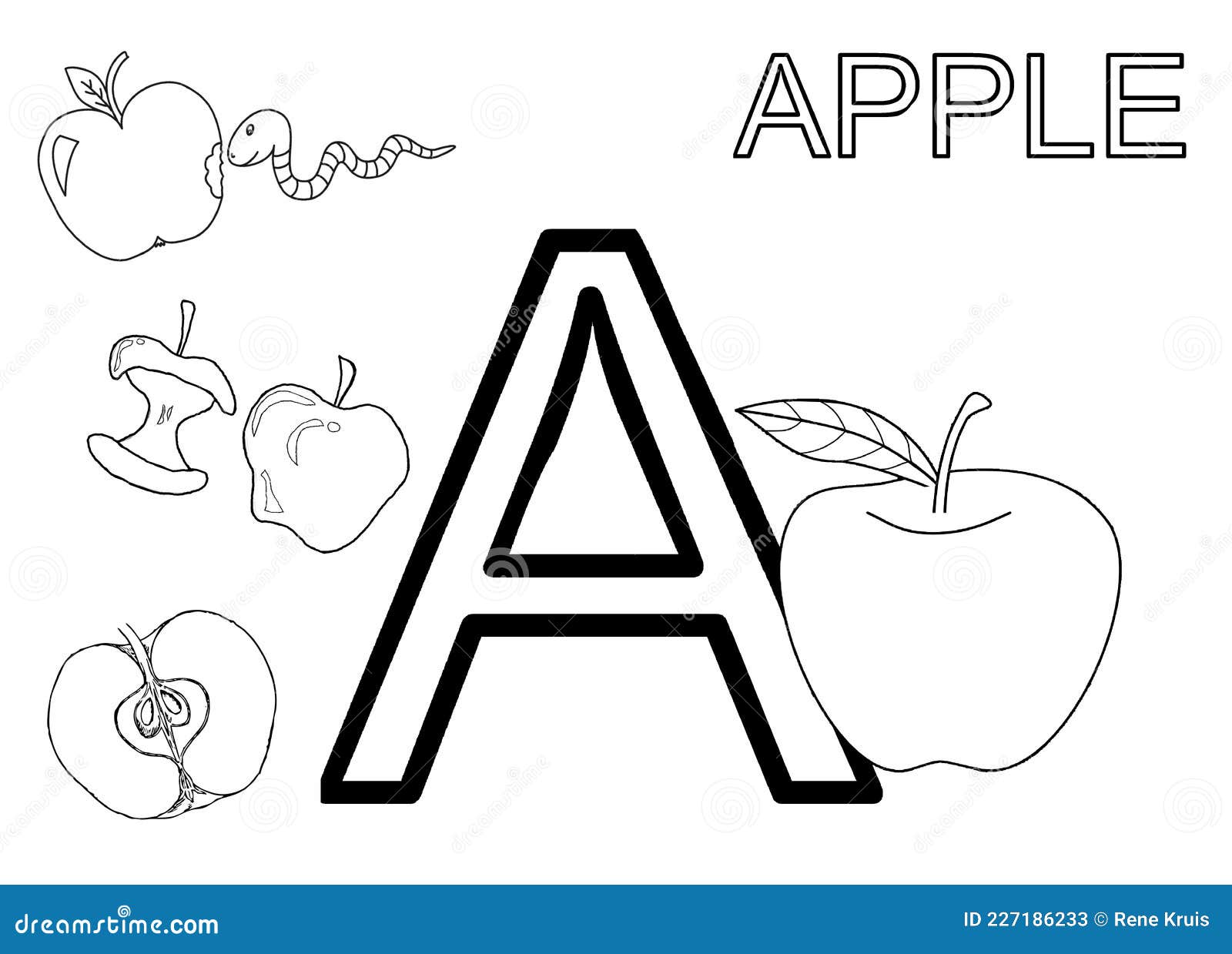 Colouring Alphabet - a is for Apple Stock Illustration - Illustration ...