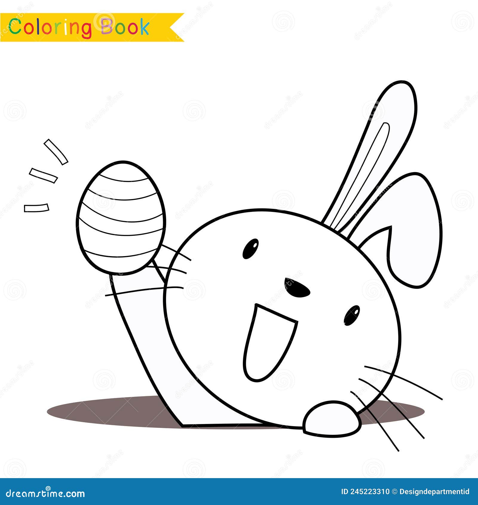 Colouring Easter Bunny Worksheet Stock Vector - Illustration of ...