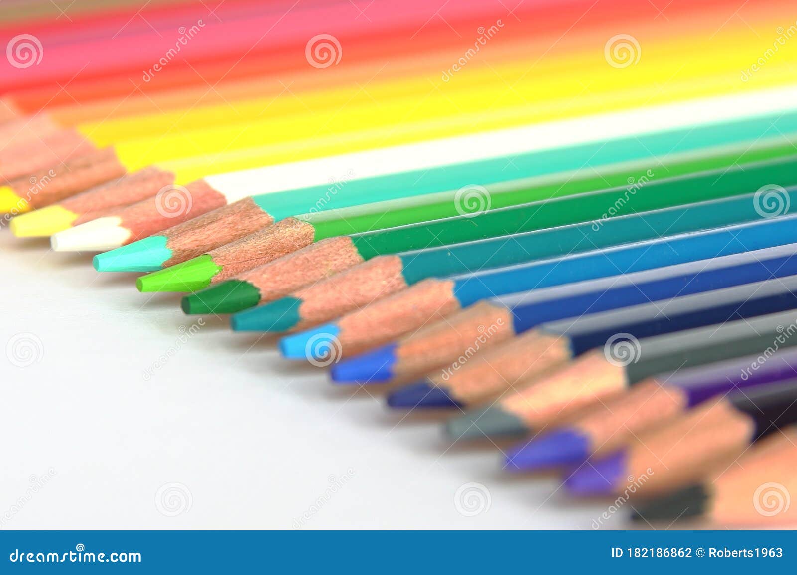 Colouring Pencils in a Line Stock Photo - Image of line, green: 182186862