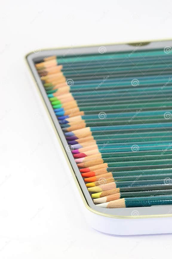Colouring pencils in tin stock photo. Image of neat, professional ...