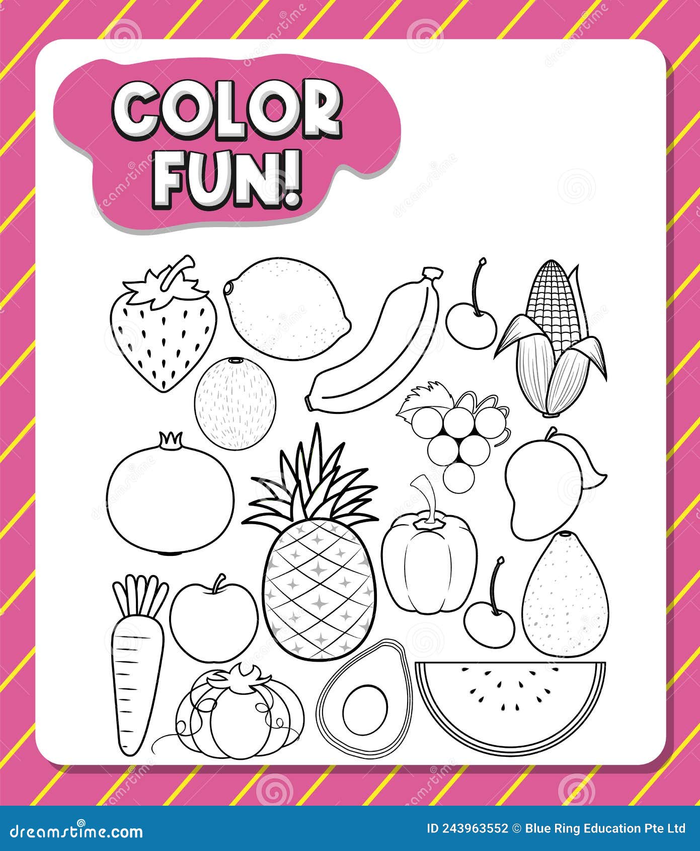 Colouring Worksheet for Student Stock Vector - Illustration of design ...
