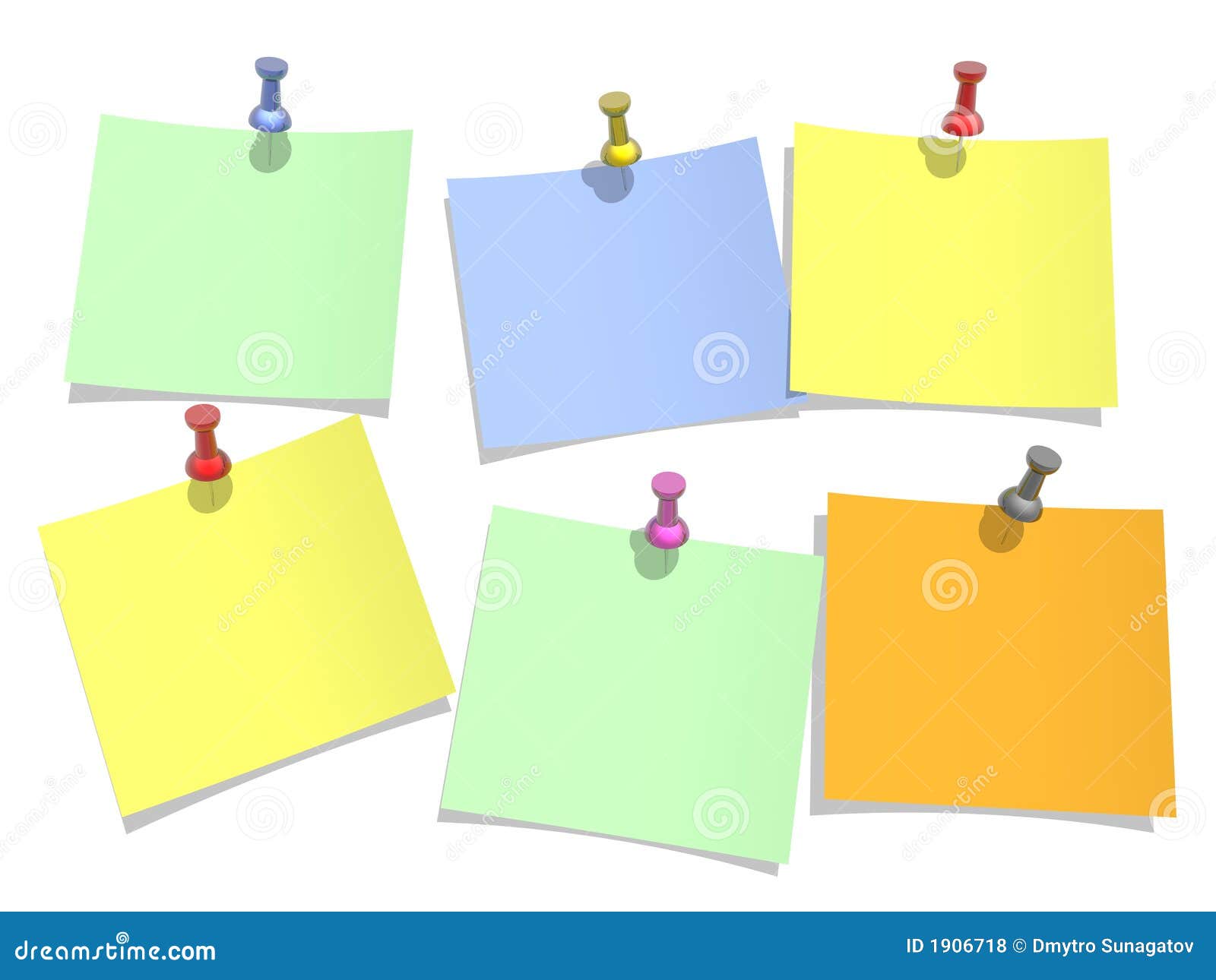 Colours Paper Pinned To a White Background Stock Illustration ...