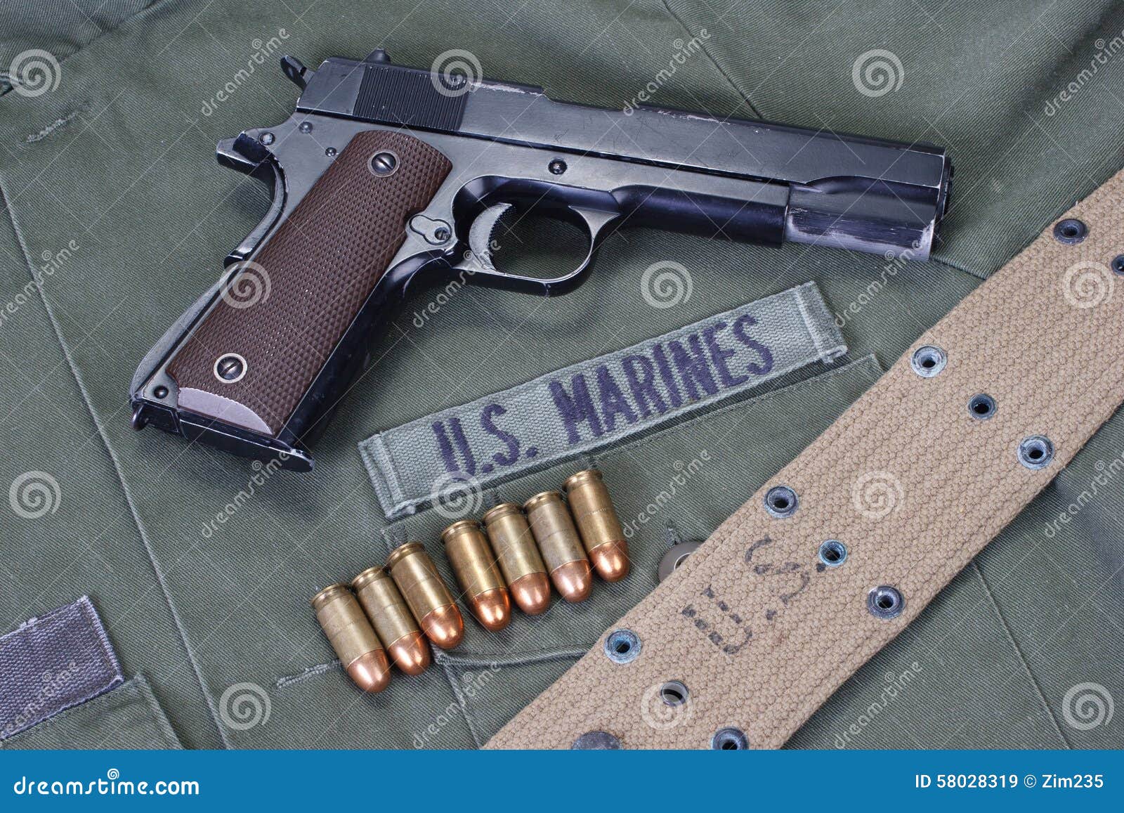 Colt Goverment 1911 with Us Marines Uniform Stock Image - Image of ...