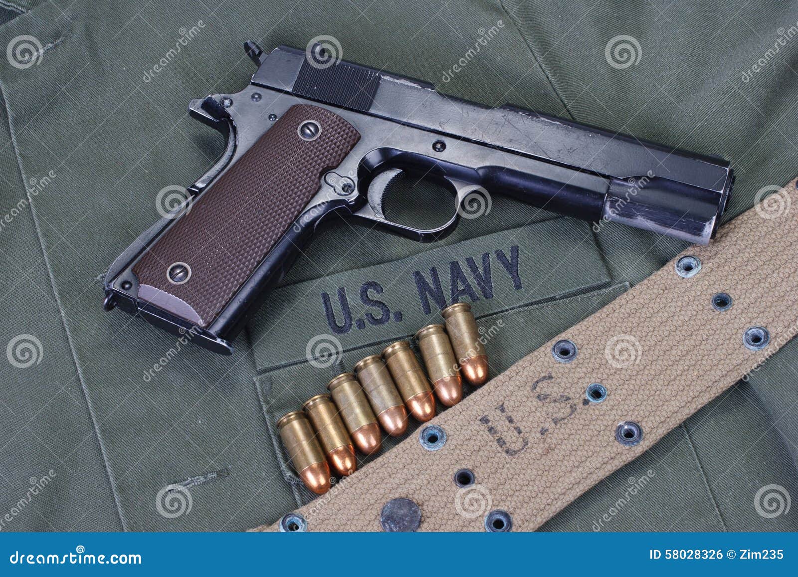 Colt Goverment 1911 with Us Navy Uniform Stock Photo - Image of steel ...
