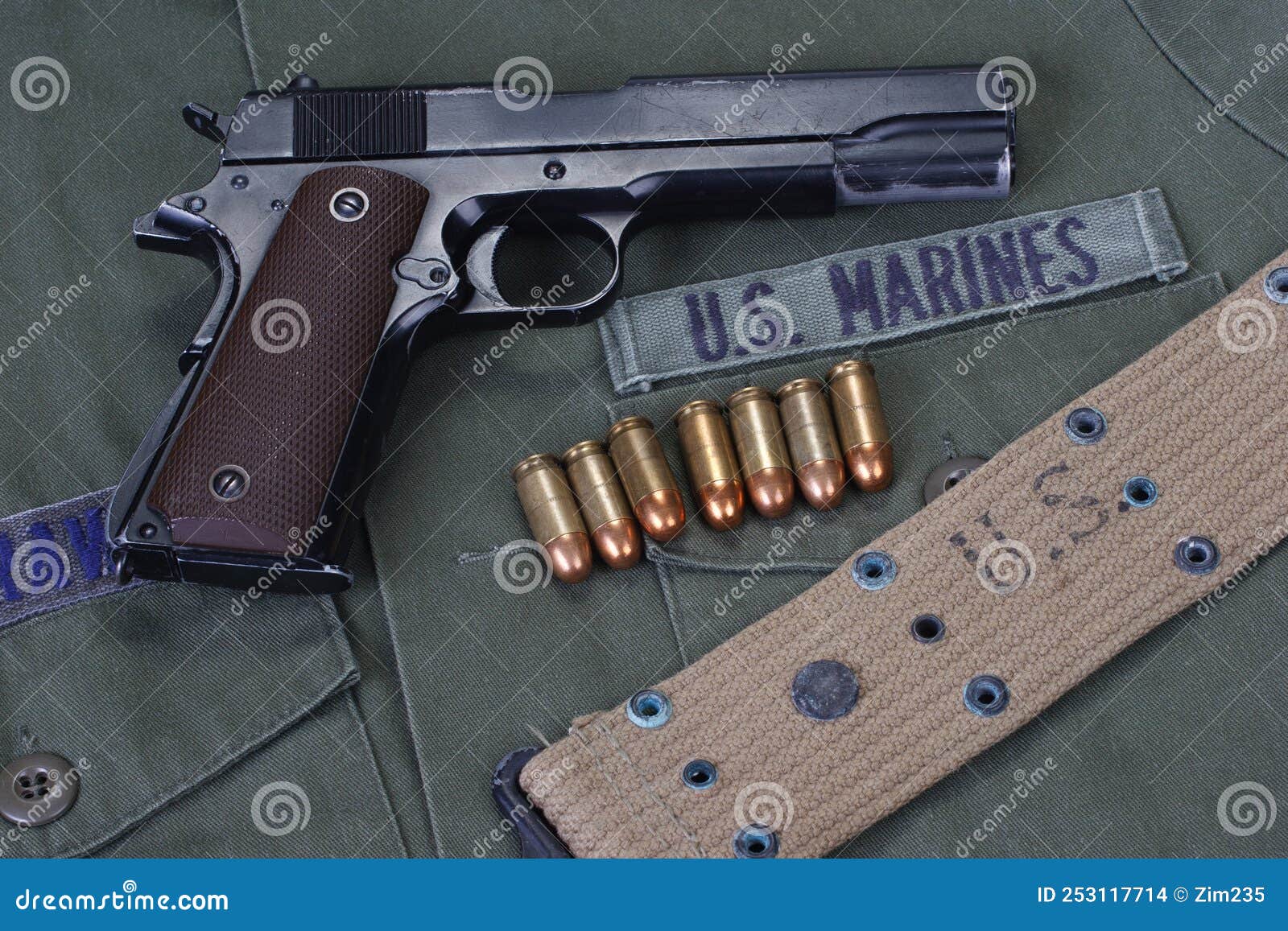 Colt Government M1911 with U.S Stock Photo - Image of drab, 1911: 253117714