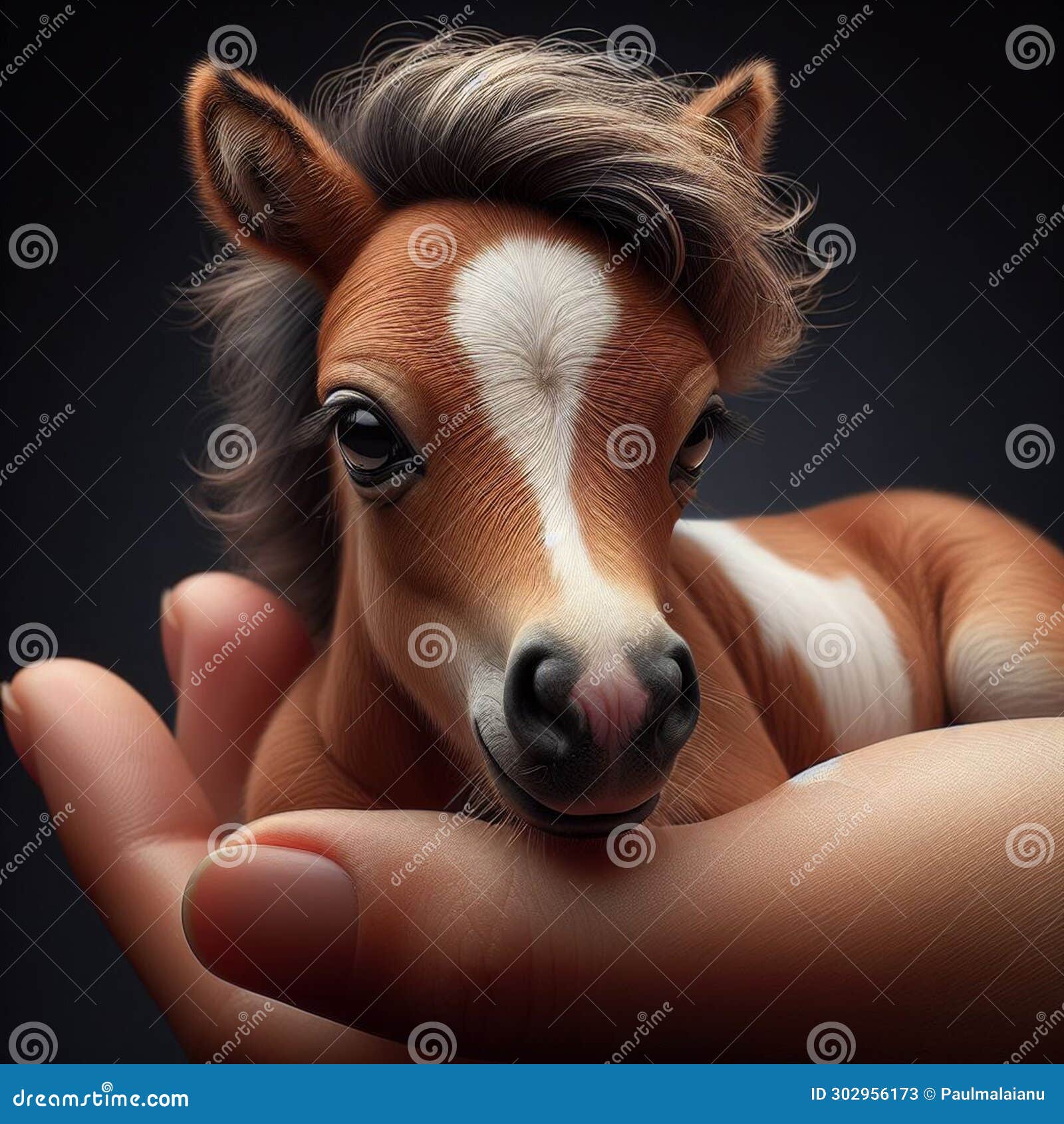 A Colt Held in the Hand by People. Animal Protection Concept Stock ...