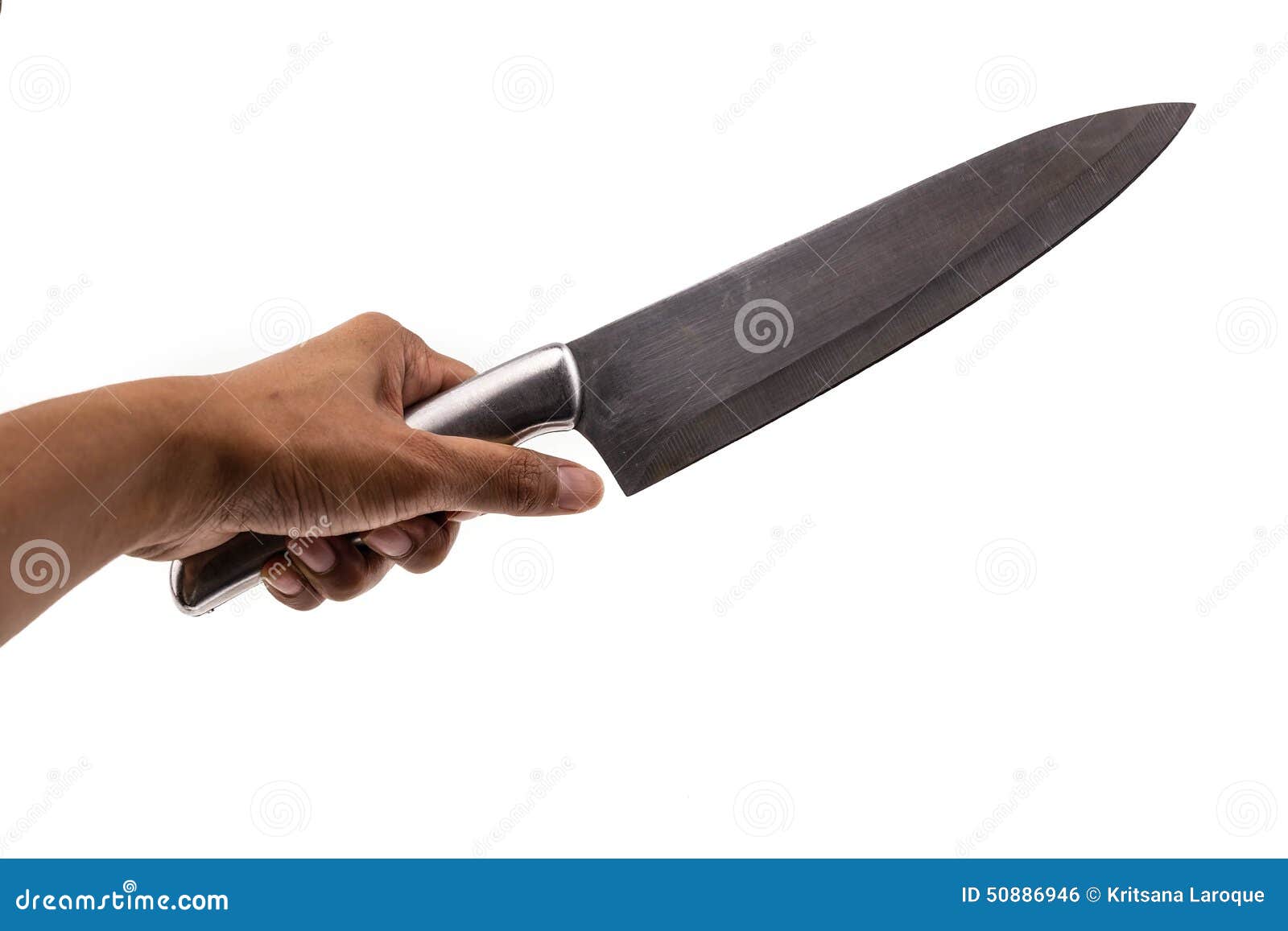 Coltello in Una Mano Con Isolato Sopra Bianco Fotografia Stock ...