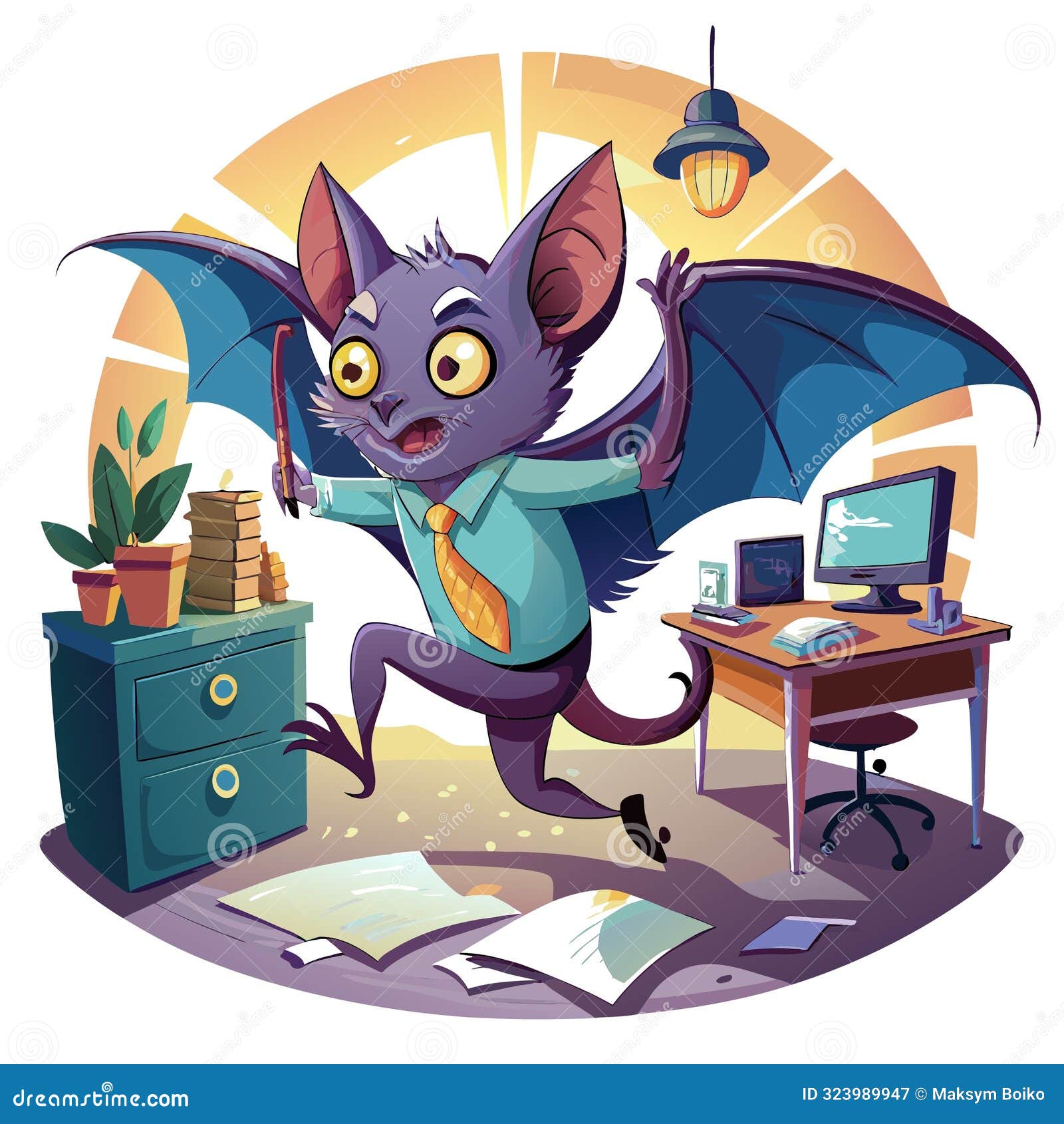 Colugo Bat Supportive Runs Office Vector Stock Illustration ...