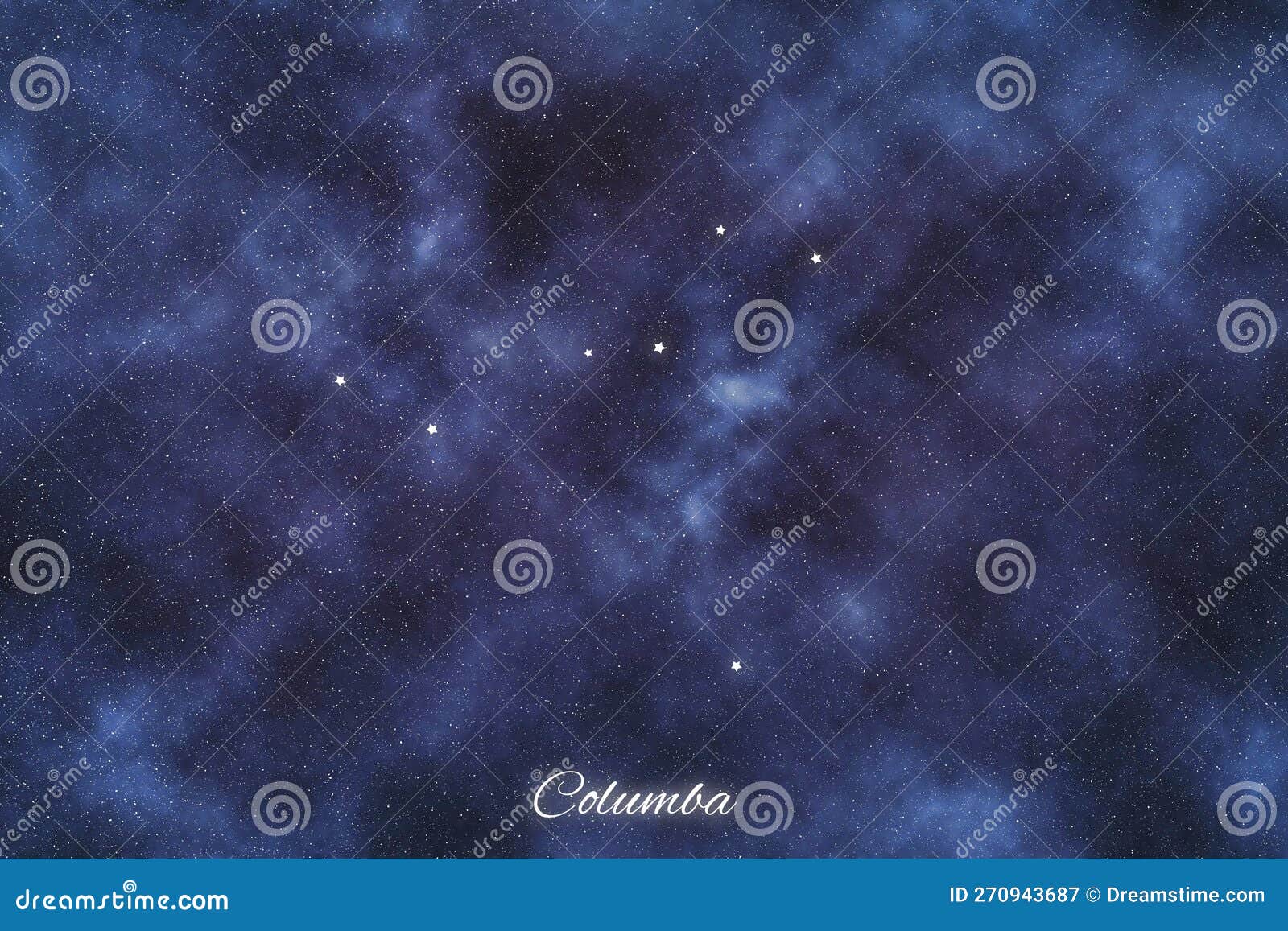 Columba Star Constellation, Brightest Stars, Dove Constellation Stock ...