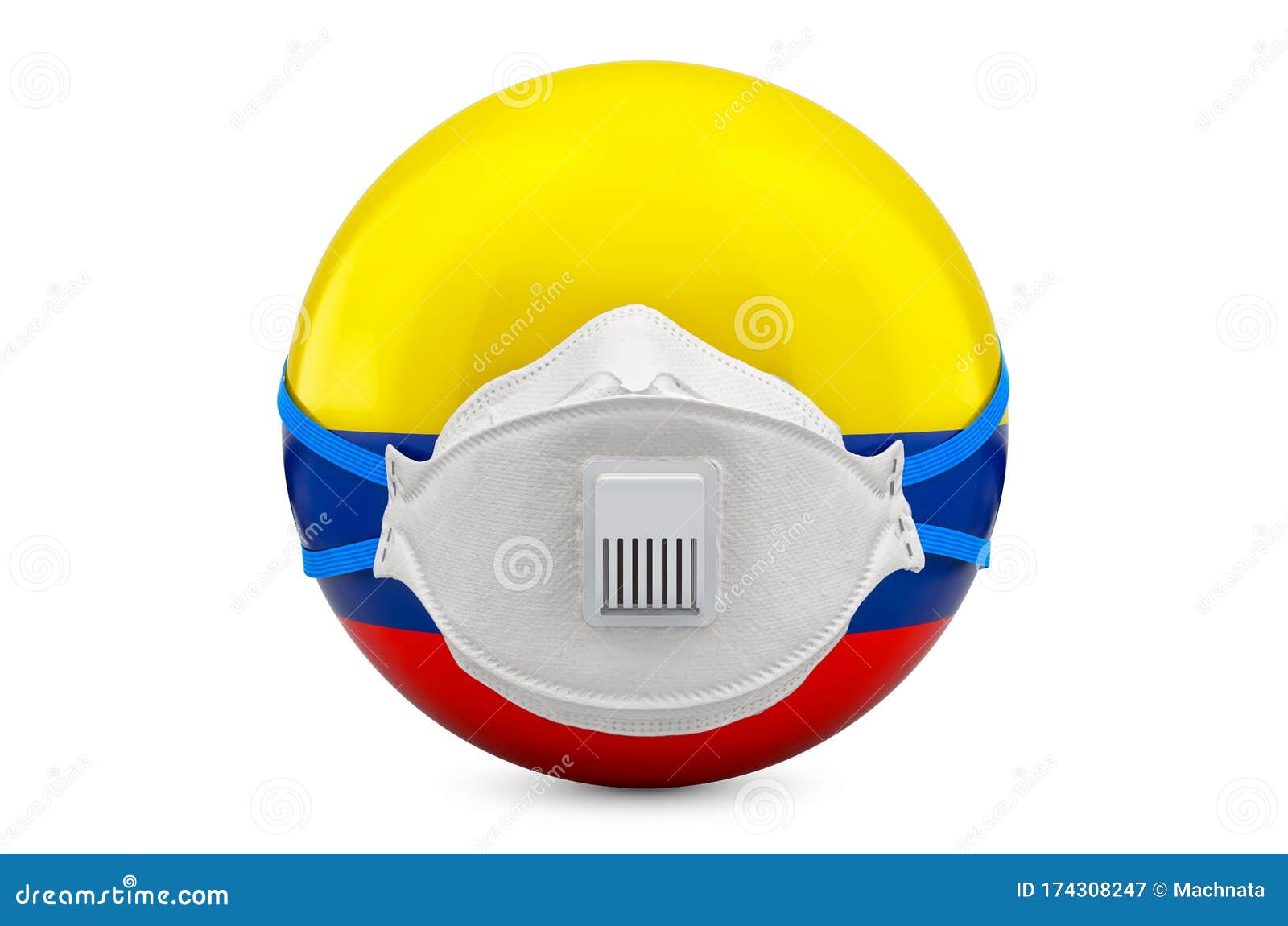 Columbia with Filtering Half Face Mask, Respirator. 3D Rendering Stock ...