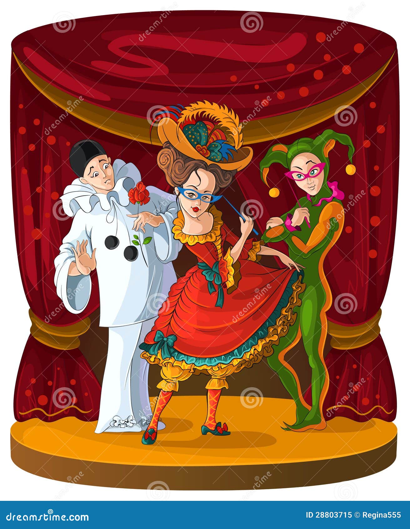 Columbine, Harlequin And Pierrot Cartoon Vector | CartoonDealer.com ...