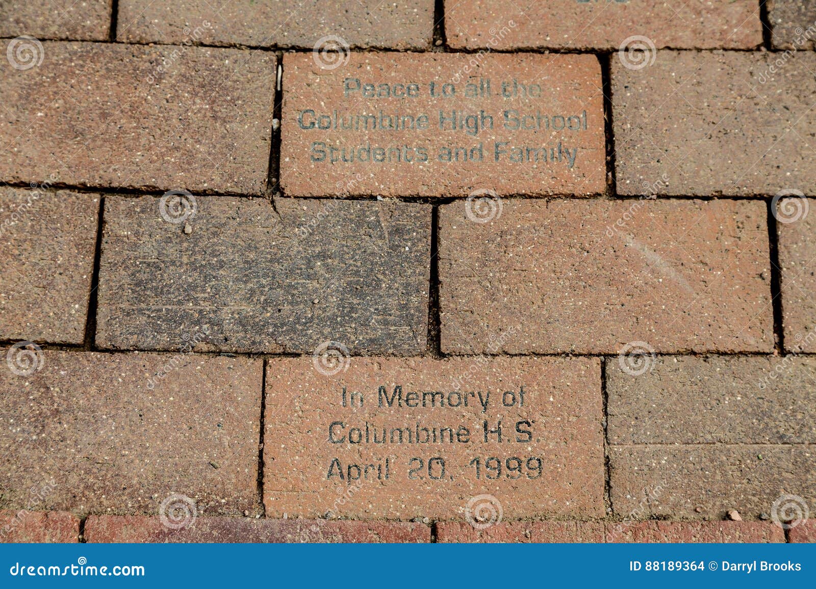 Columbine Memorial Bricks stock photo. Image of sign - 88189364