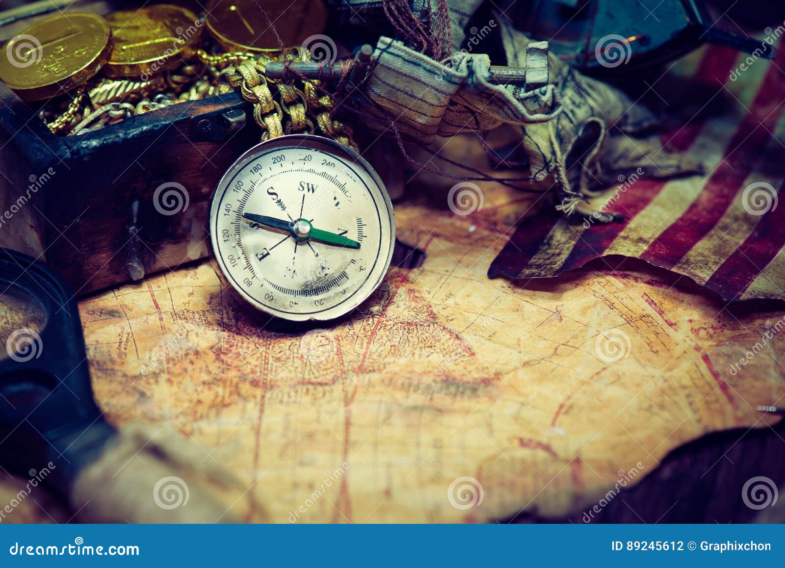 Columbus and compass stock photo. Image of flag, paper - 89245612