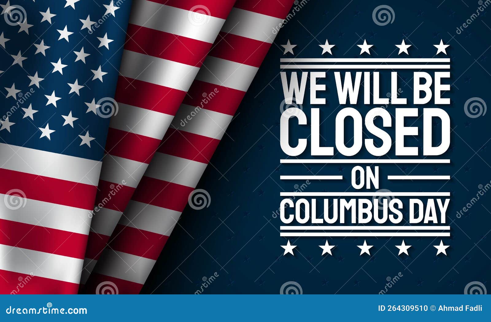 Columbus Day Background Design. we Will Be Closed on Columbus Day Stock ...