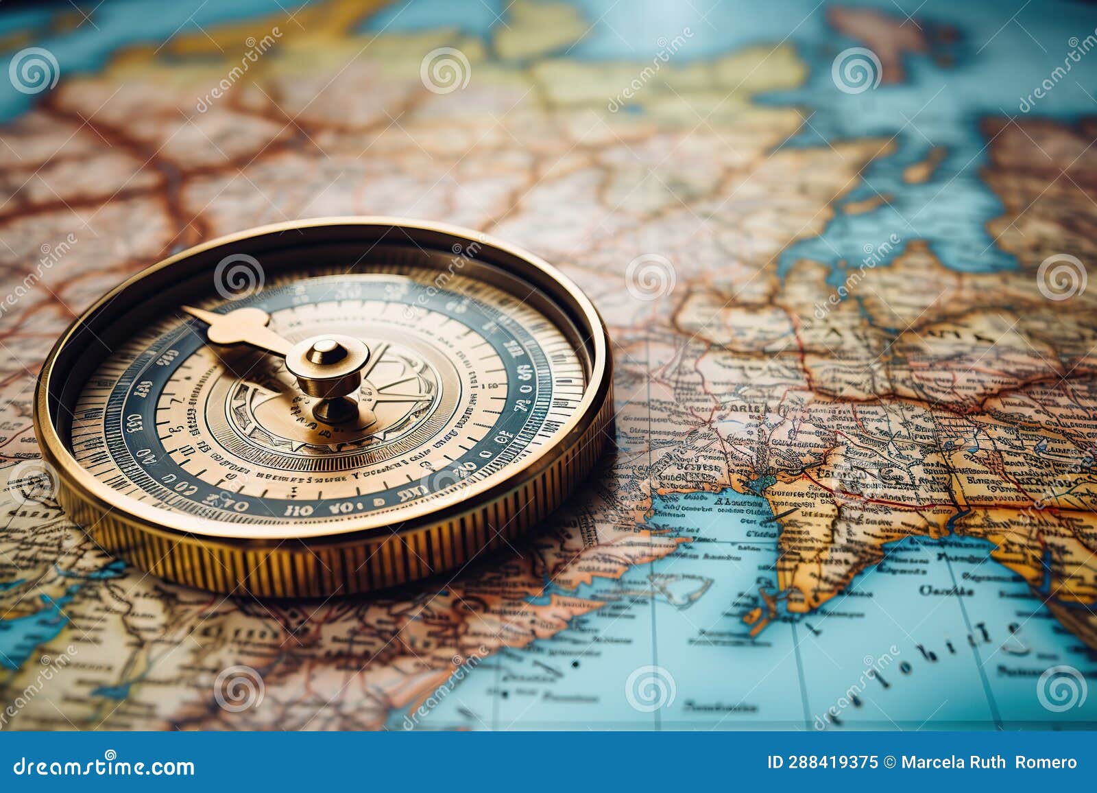 Columbus Day, World Map with Compass. AI Generated Stock Image - Image ...