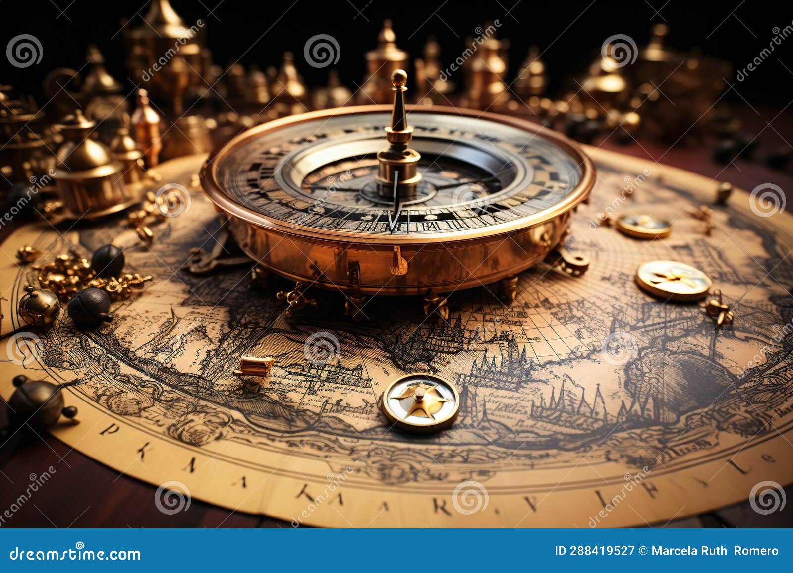 Columbus Day and World Map with Compass. AI Generated Stock ...