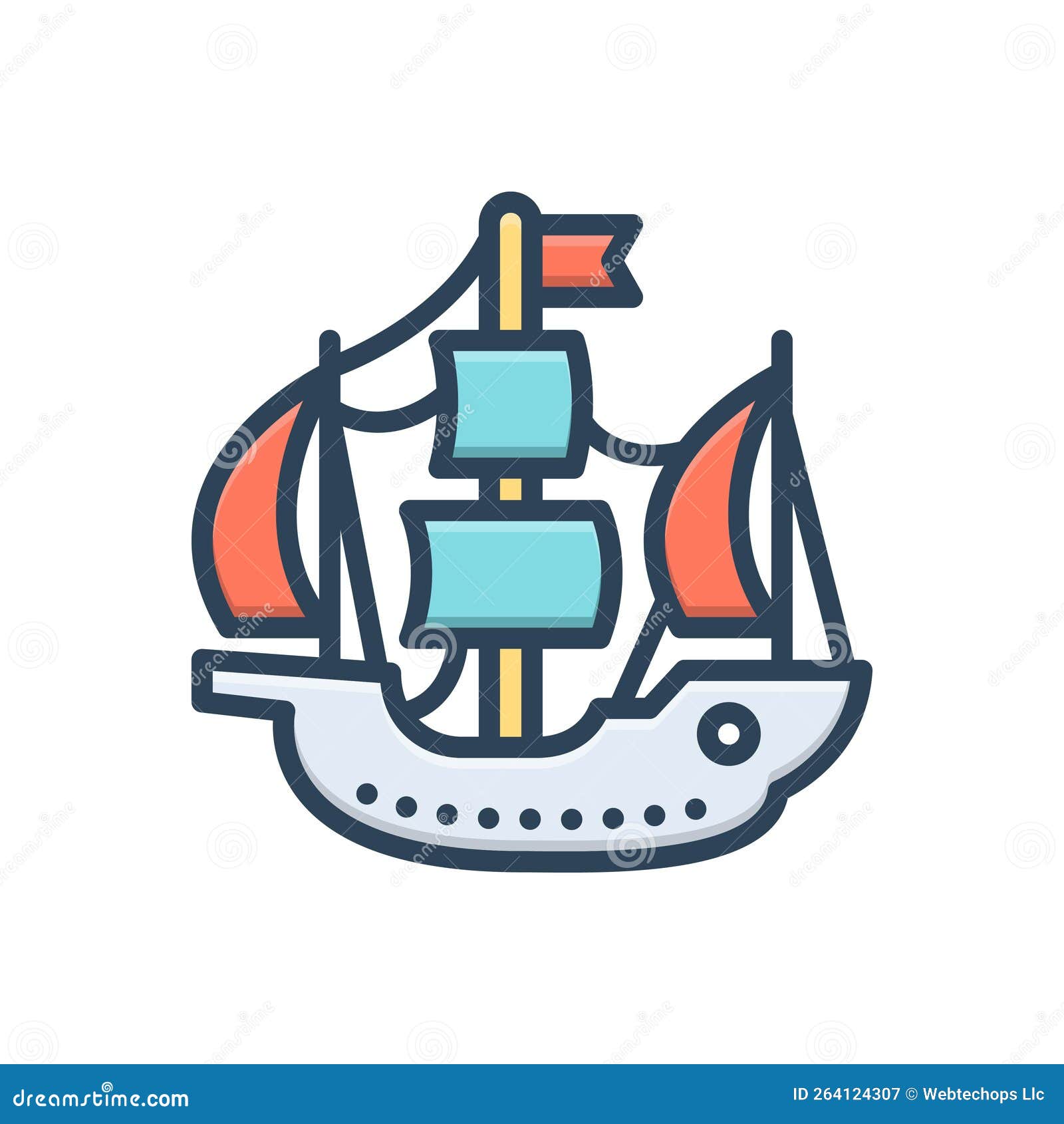 Color Illustration Icon for Columbus, Christopher and Flyer Stock ...