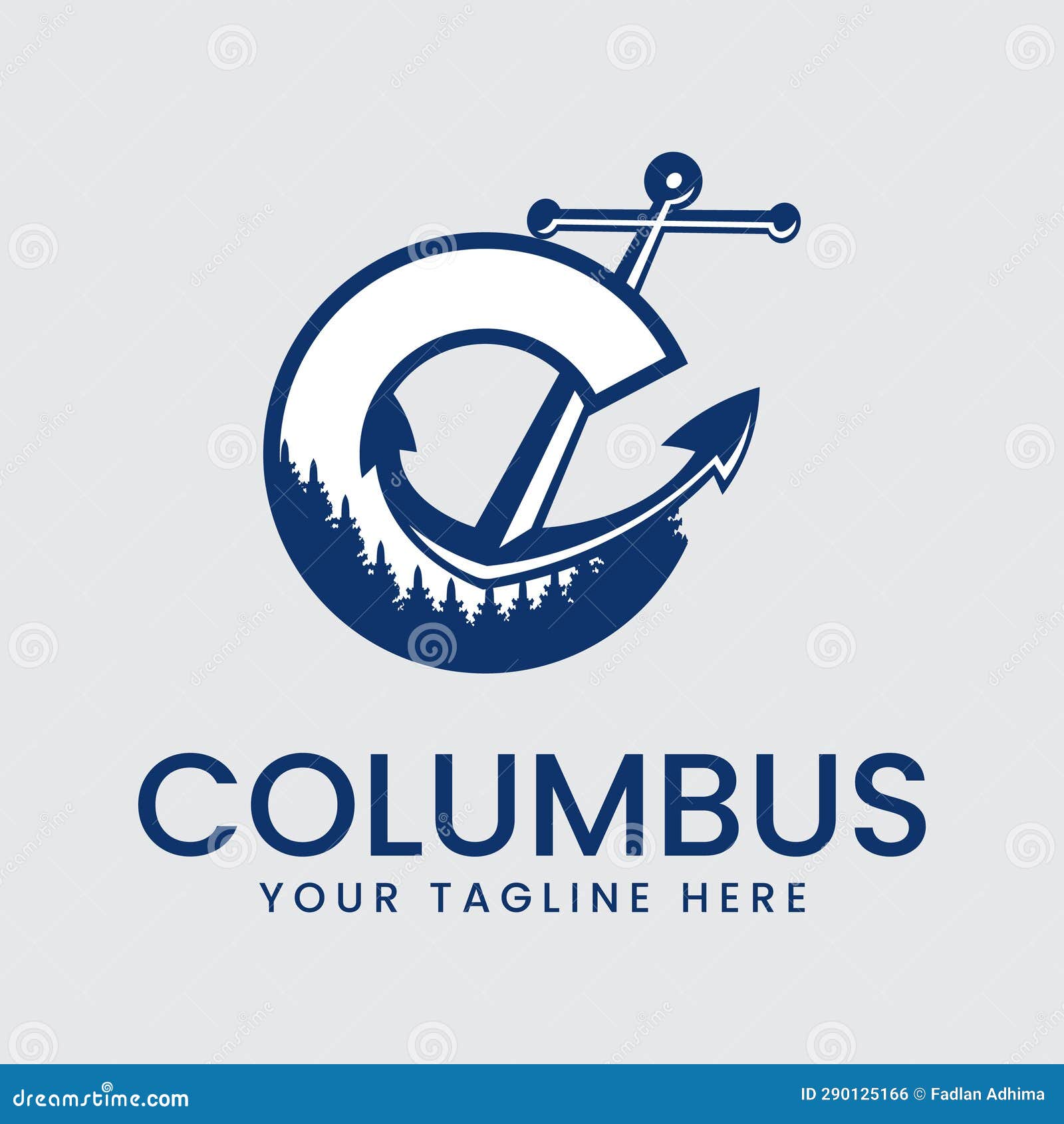 Columbus Logo Icon Template Design. Anchor and Forest Illustration ...