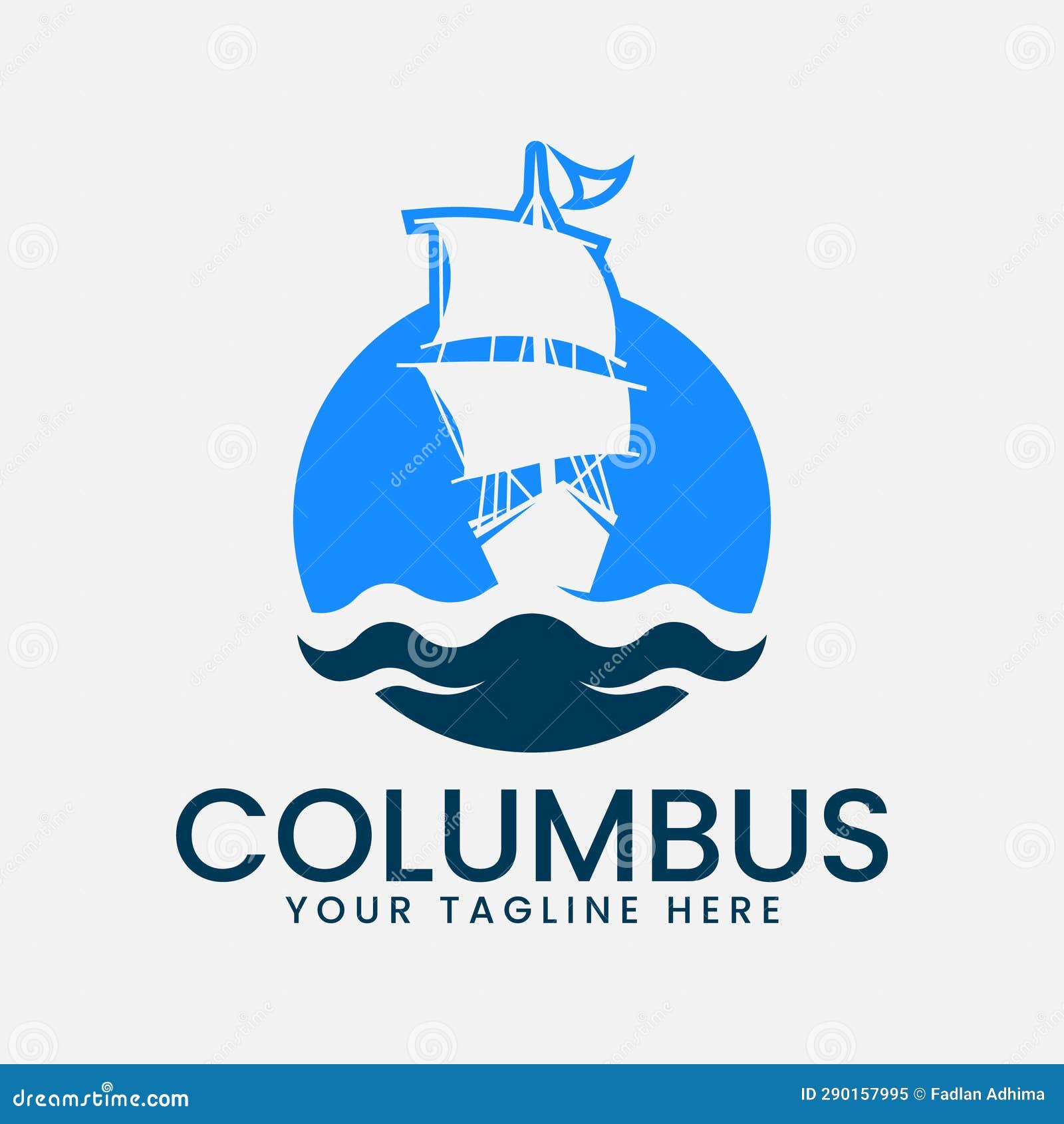 Columbus with Cloud and Sea Logo Vector Illustration Stock Vector ...