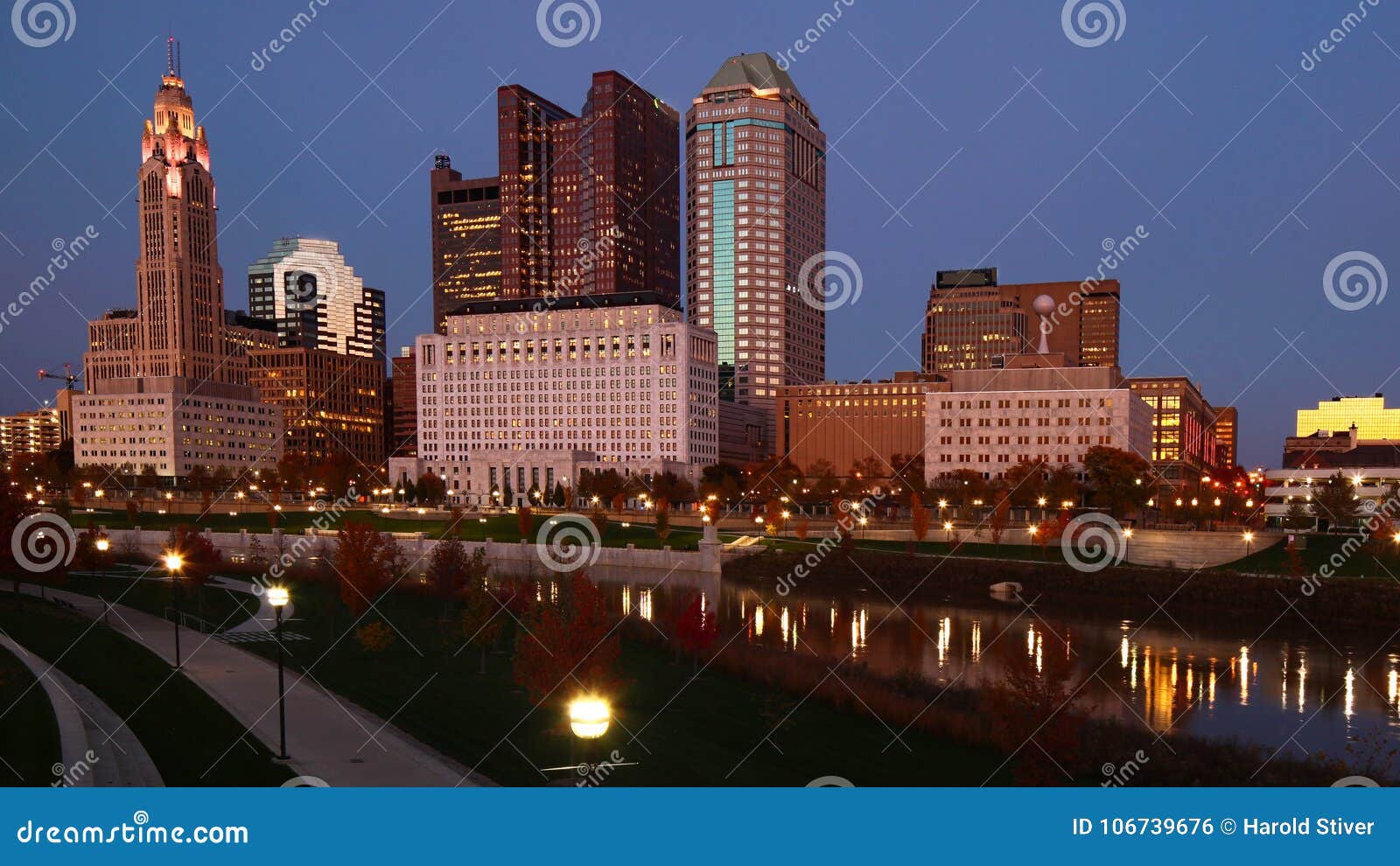 Columbus, Ohio City Center at Dusk Stock Photo - Image of scioto, city ...
