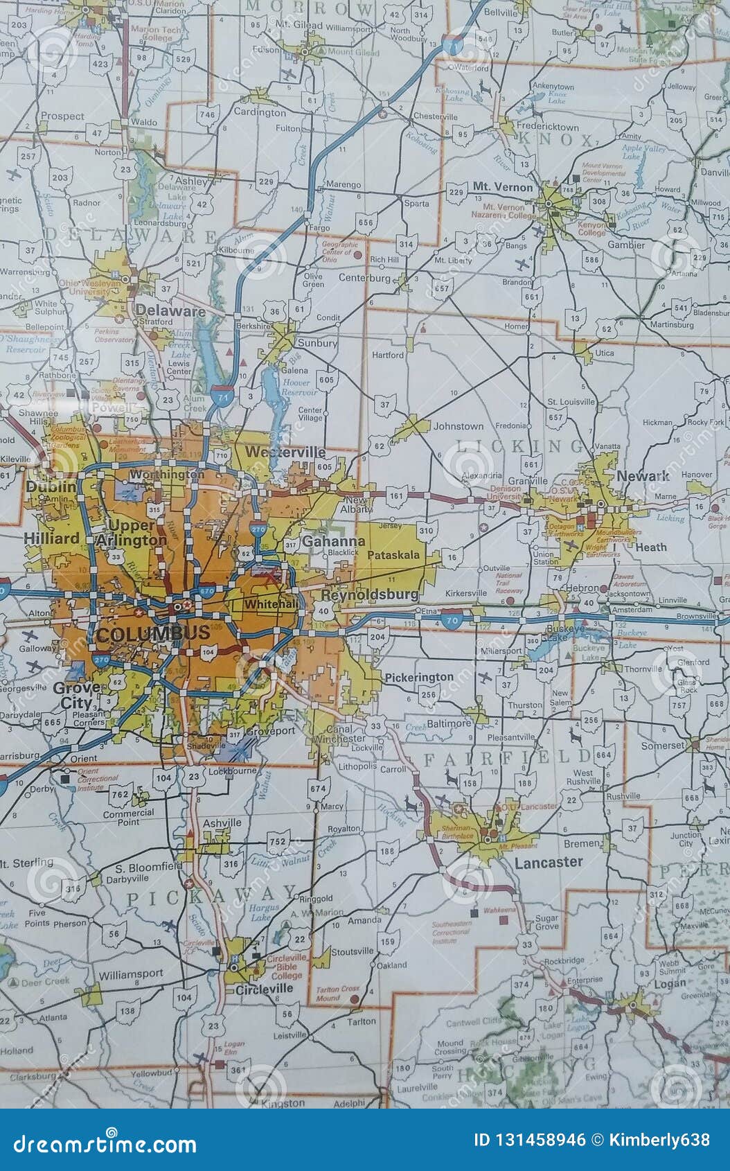 Columbus Ohio map stock photo. Image of ohio, destination - 131458946