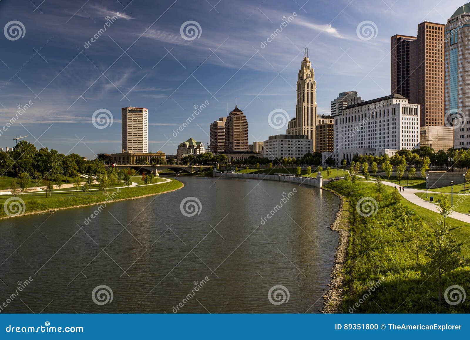 Columbus, Ohio Skyline and Scioto River Morning View Editorial Image ...