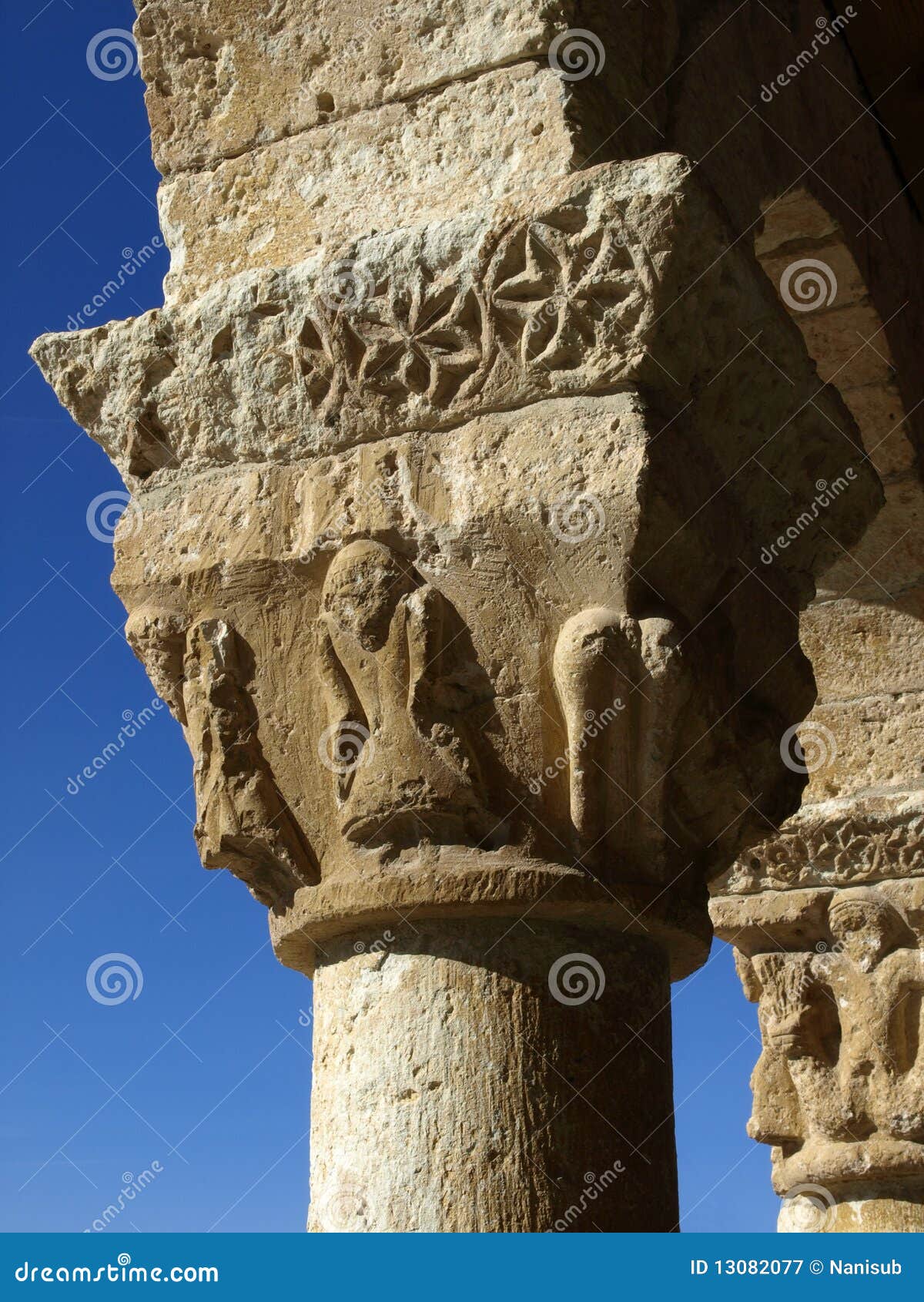 Column stock image. Image of soria, relief, pillar, romanesque - 13082077