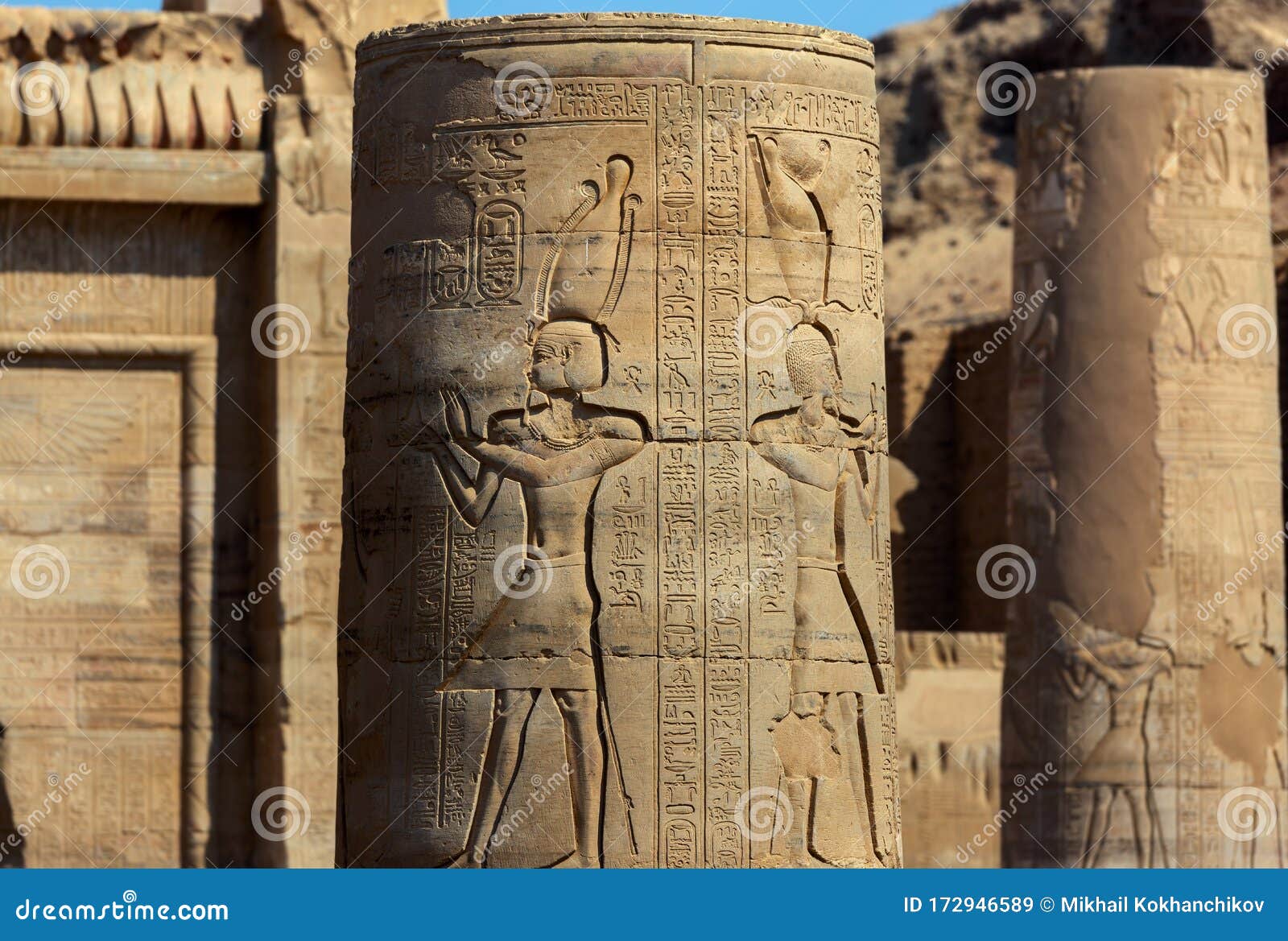Column in Ancient Egypt Temple Stock Image - Image of sculpture ...