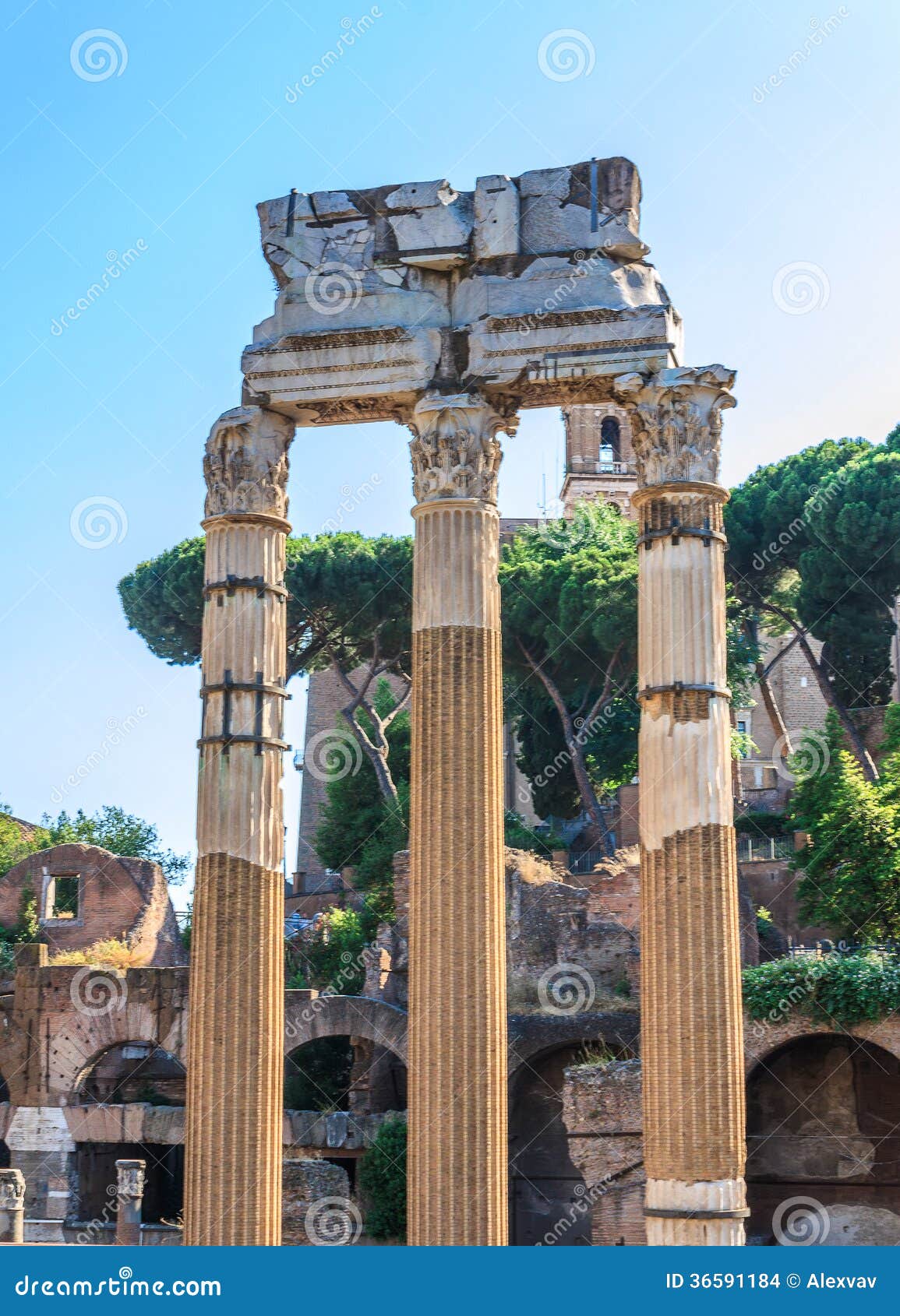 Column Ancient Ruins in Rome Stock Photo - Image of antique, column ...