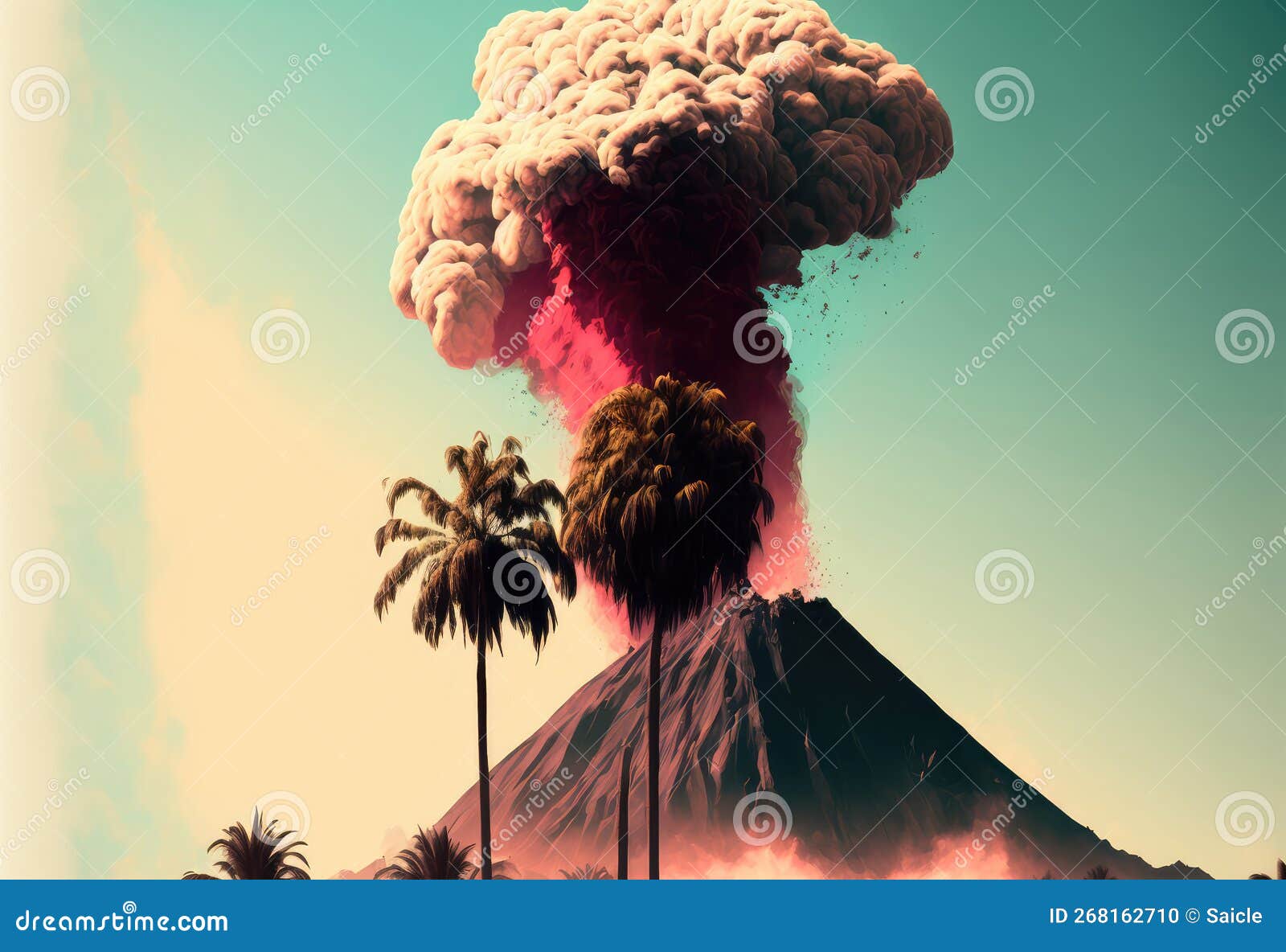Column of Ash from an Erupting Volcano. Generative AI Stock ...
