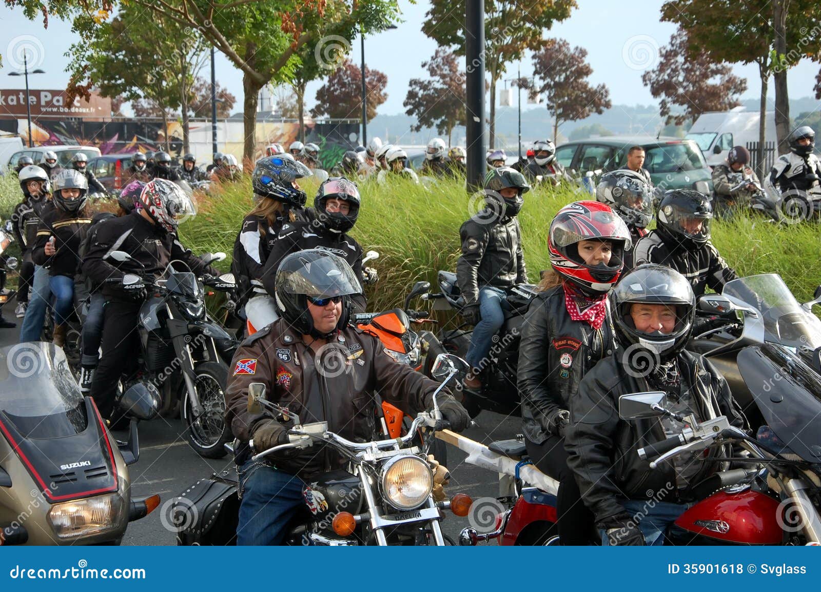 A Column of Bikers in Bordeaux, France Editorial Stock Photo - Image of ...