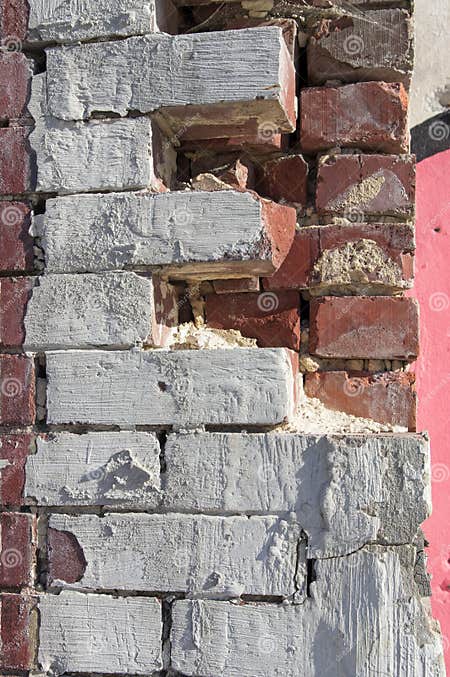 Old Crumbling Bricks on a Corner of a Building Stock Image - Image of ...