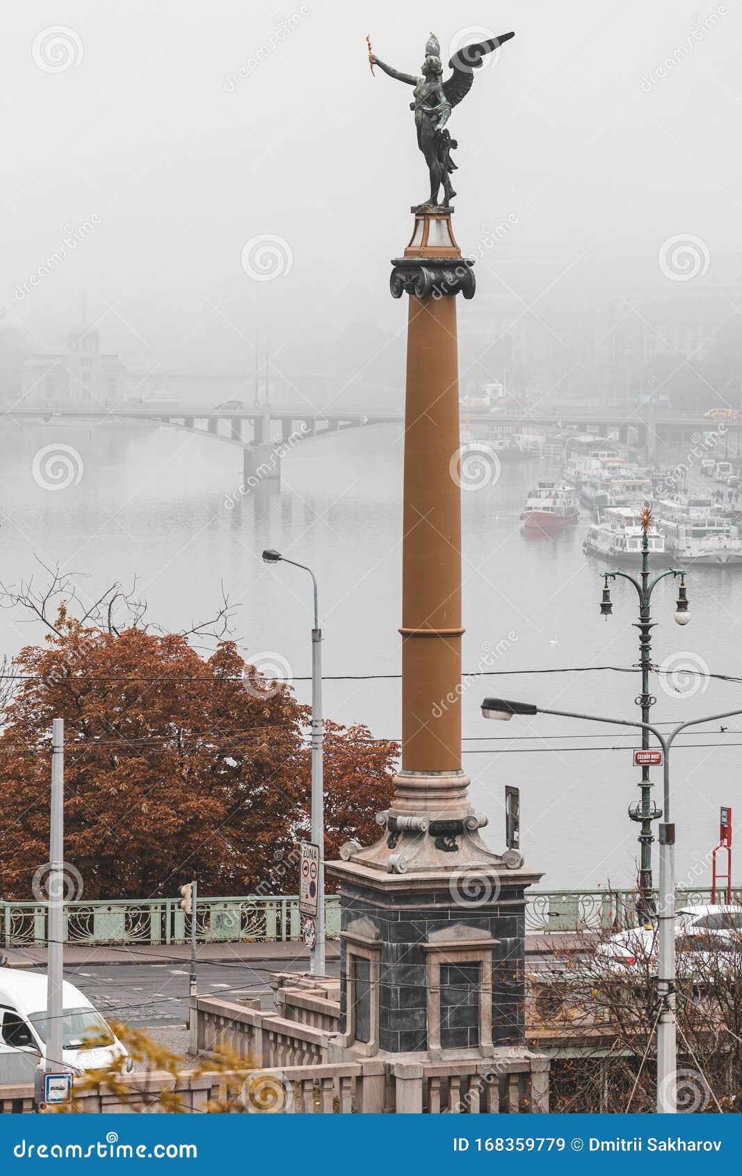 Column on the Cechuv Bridge in Prague, Czech Republic Stock Image ...
