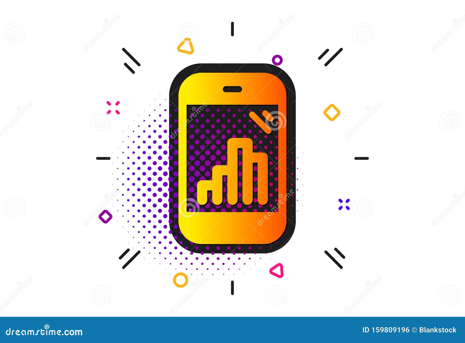 Graph Phone Icon. Column Chart Sign. Vector Stock Vector - Illustration ...