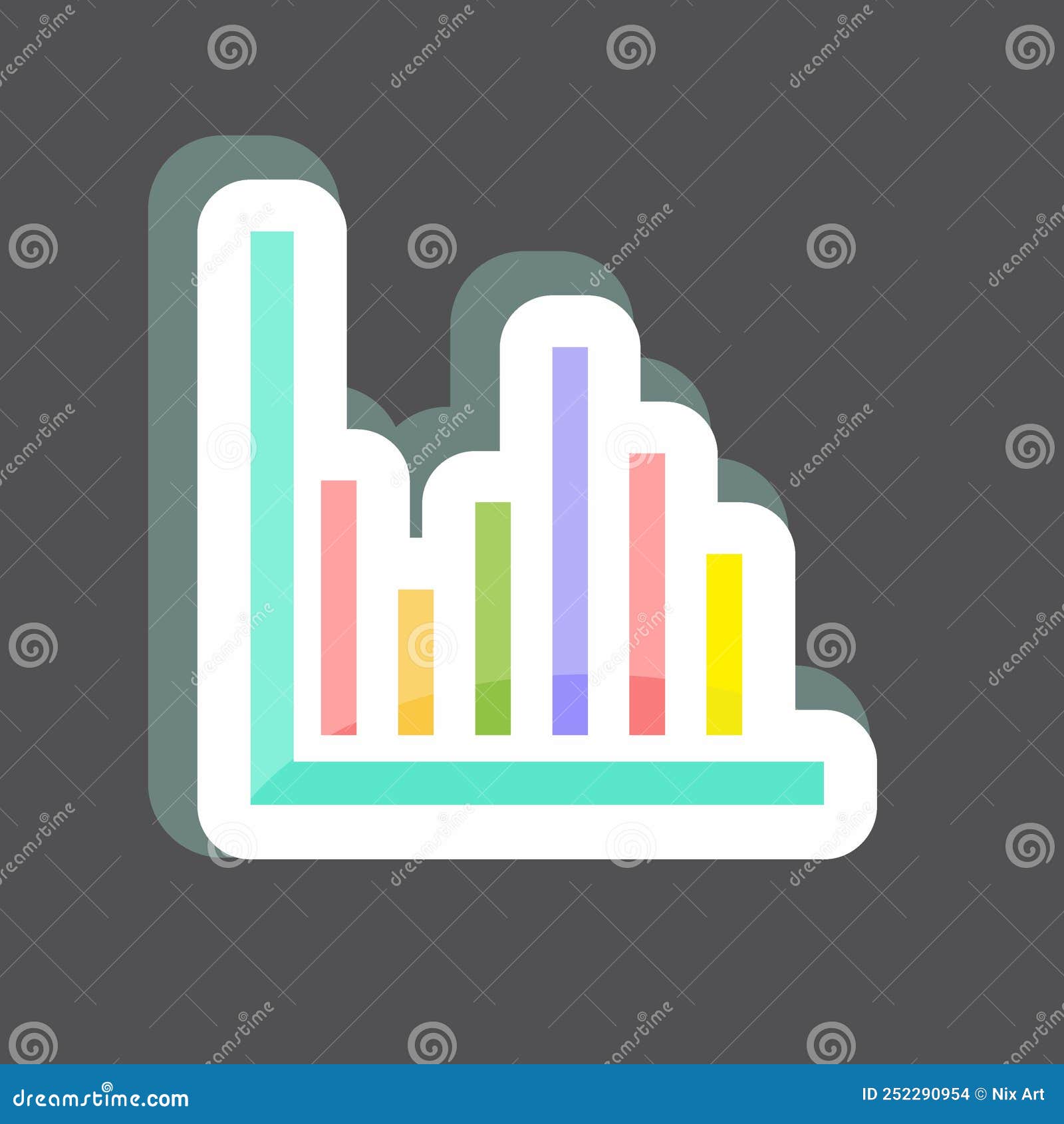 Column Chart Sticker in Trendy Isolated on Black Background Stock ...
