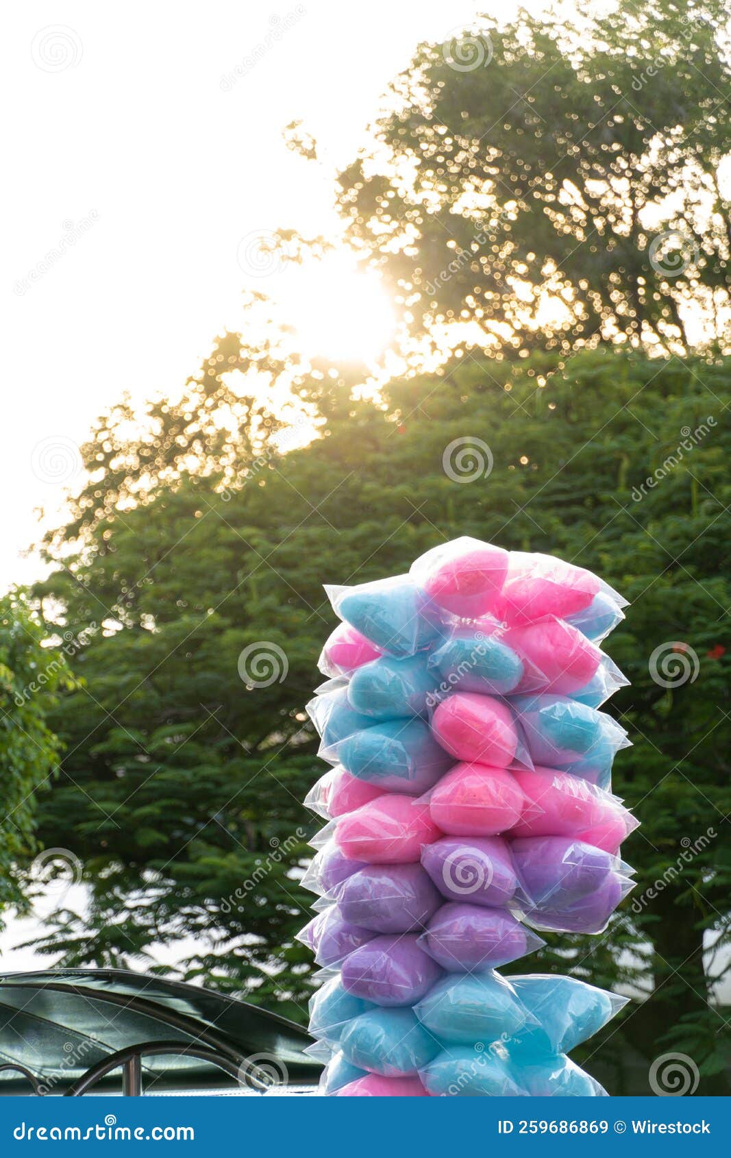 Column of Colorful Cotton Candy in a Park Stock Image - Image of cotton ...