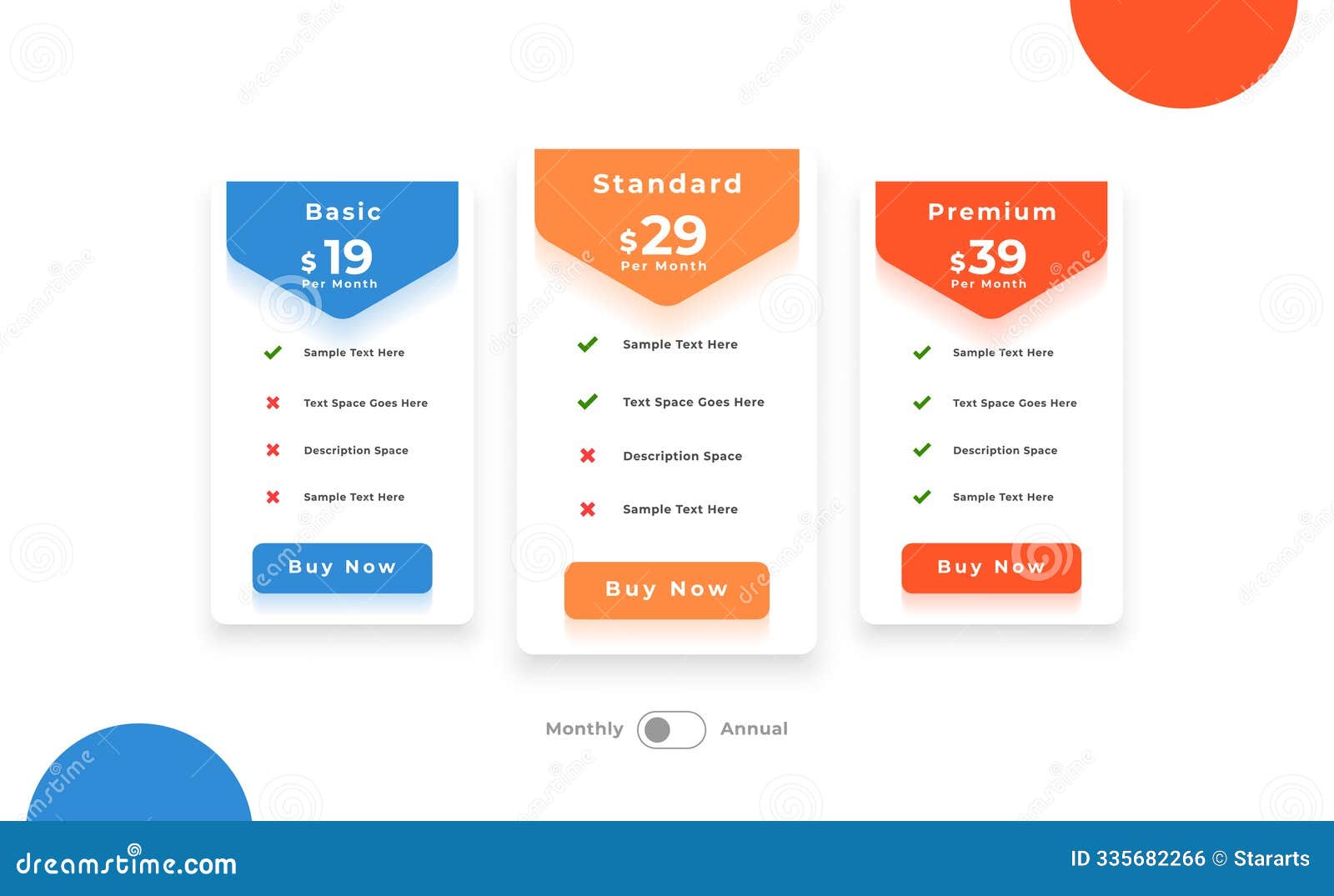 Comparison Price Table. Vector Illustration. Chart Plan Color Template ...