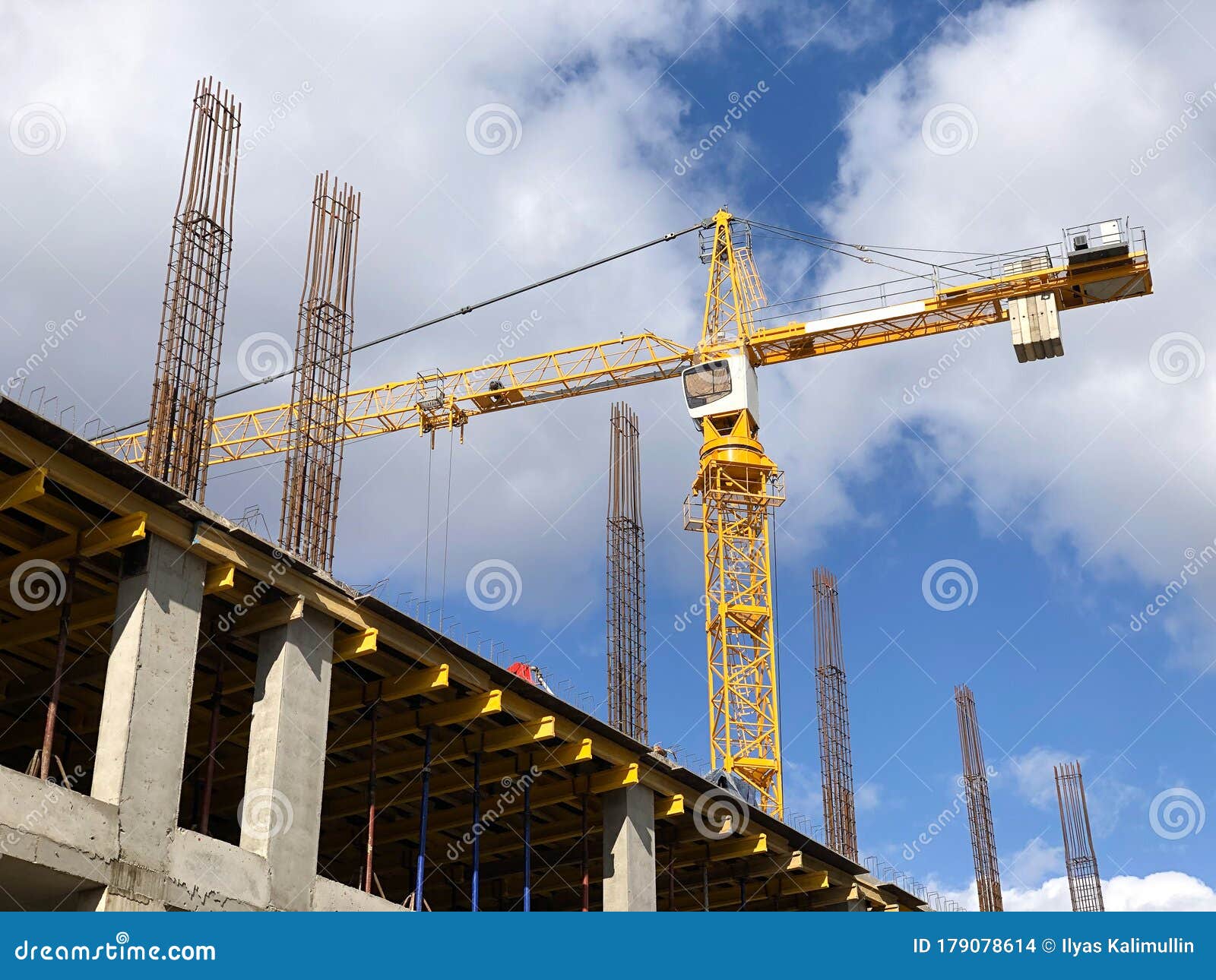 Column Crane at Construction Site Stock Photo - Image of concrete ...