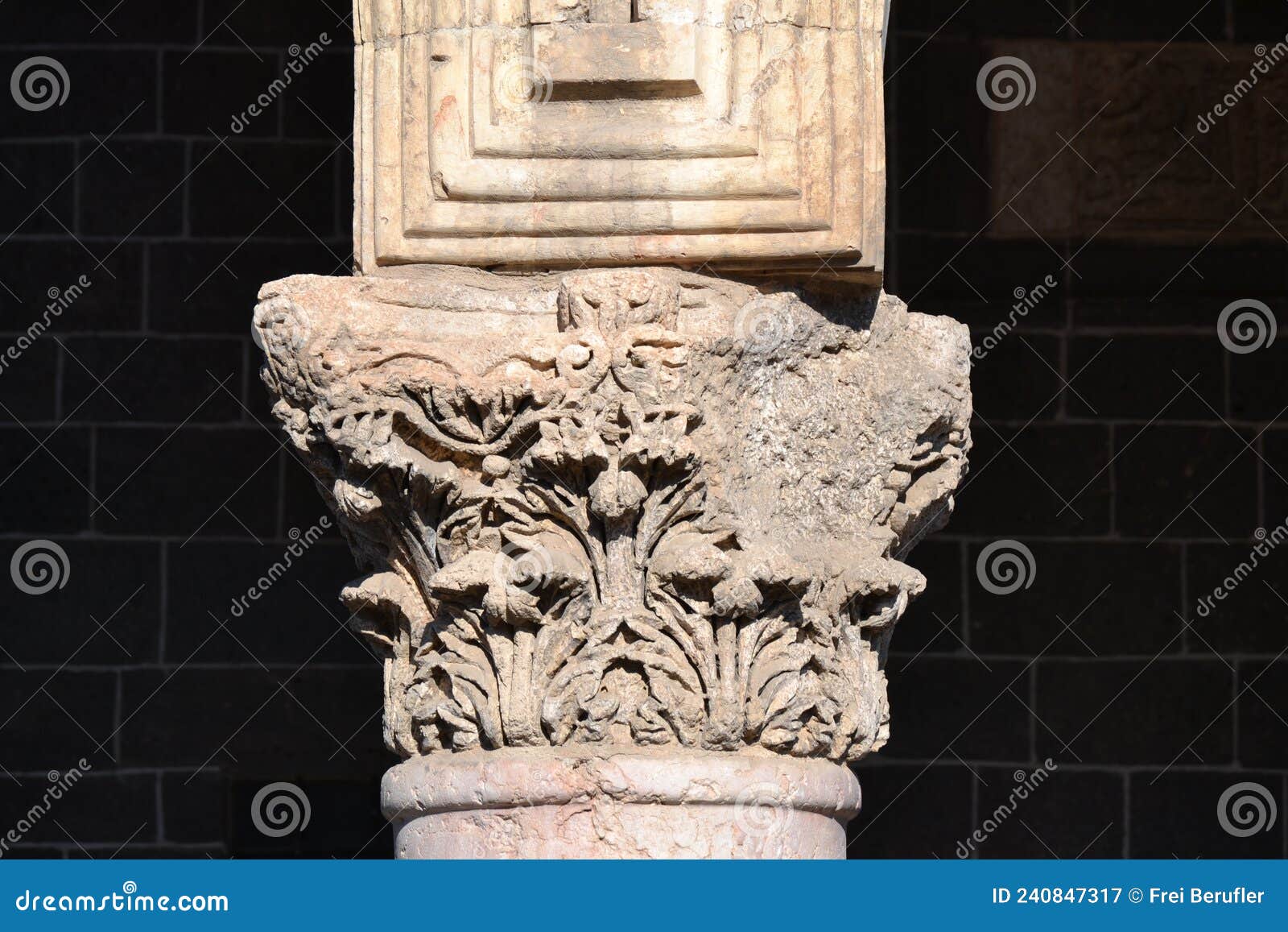 Column Decoration with Engravings, Mostly Depicting Flowers, Leaves or ...
