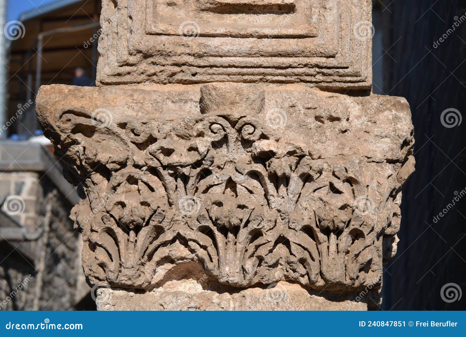 Column Decoration with Engravings, Mostly Depicting Flowers, Leaves or ...