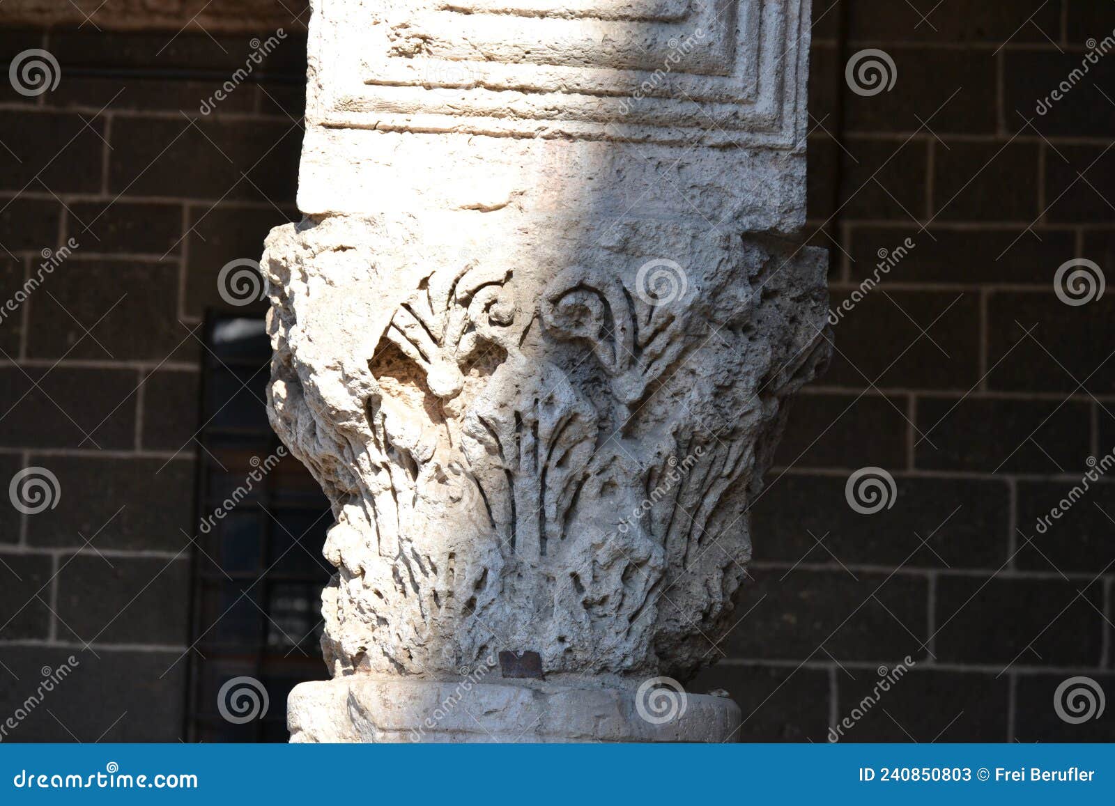 Column Decoration with Engravings, Mostly Depicting Flowers, Leaves or ...